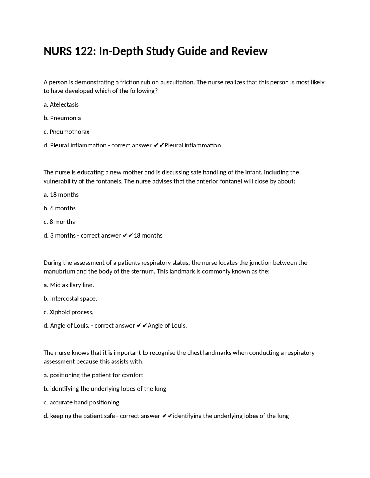 NURS 122: In-Depth Study Guide and Review - Anatomy and Physiology ...