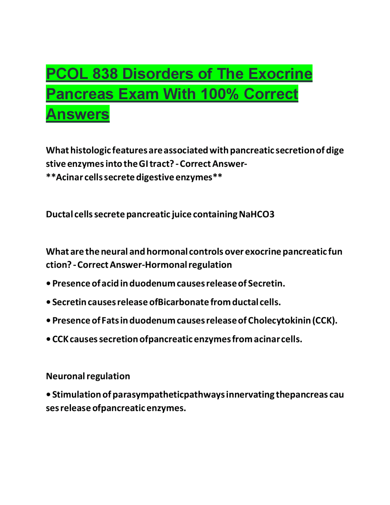 Exocrine Pancreas Disorders: A Comprehensive Guide with Questions and ...