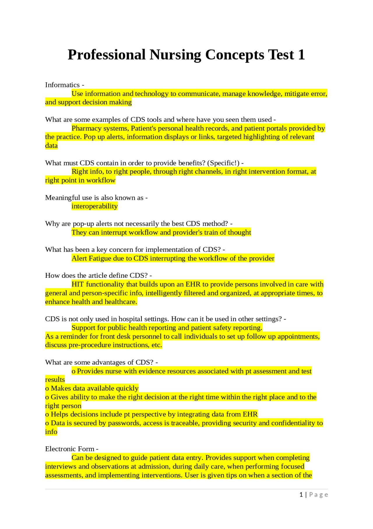 Nursing Informatics: Concepts and Applications in Healthcare | Exams ...