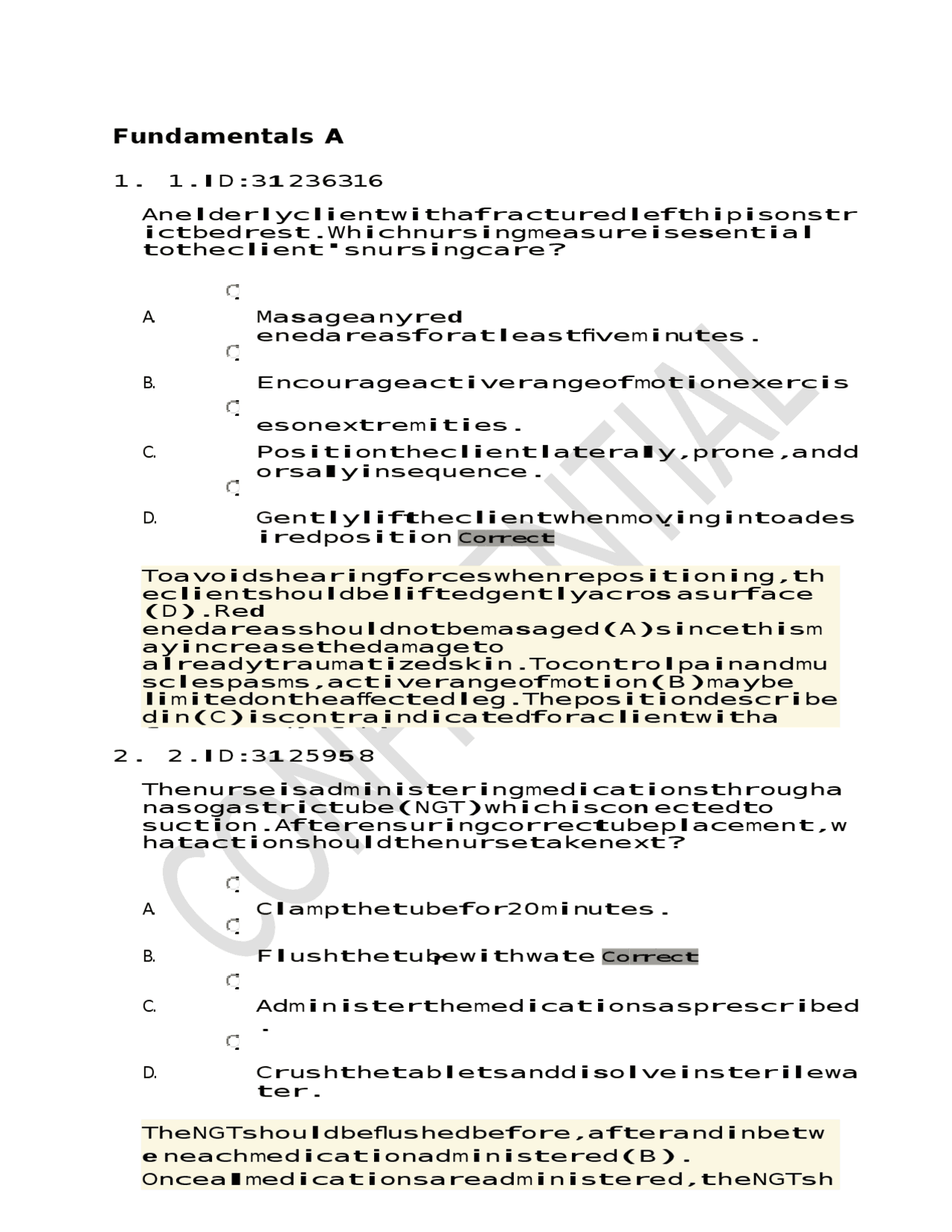 Fundamentals of Nursing: Multiple Choice Questions and Answers | Exams ...