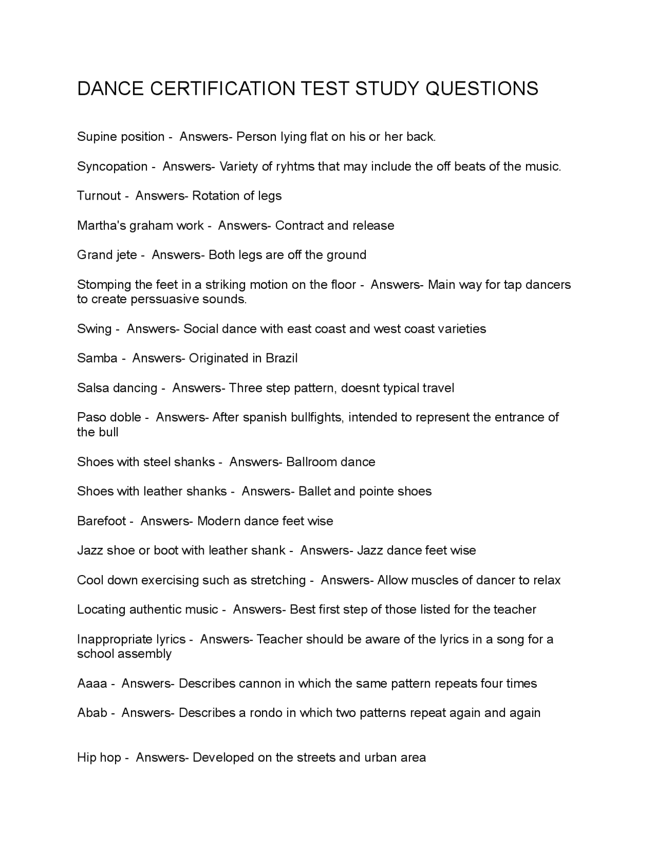 Dance Certification Test Study Questions: A Comprehensive Guide to ...