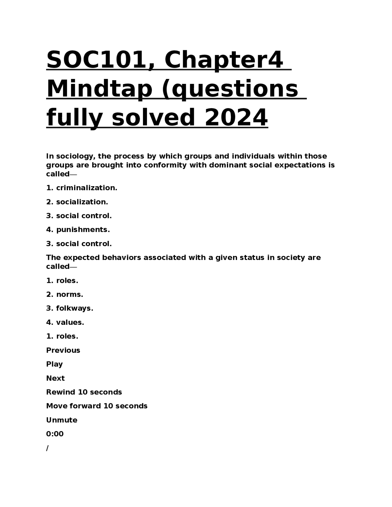 Sociology 101: Chapter 4 - Socialization and Social Control | Exams ...