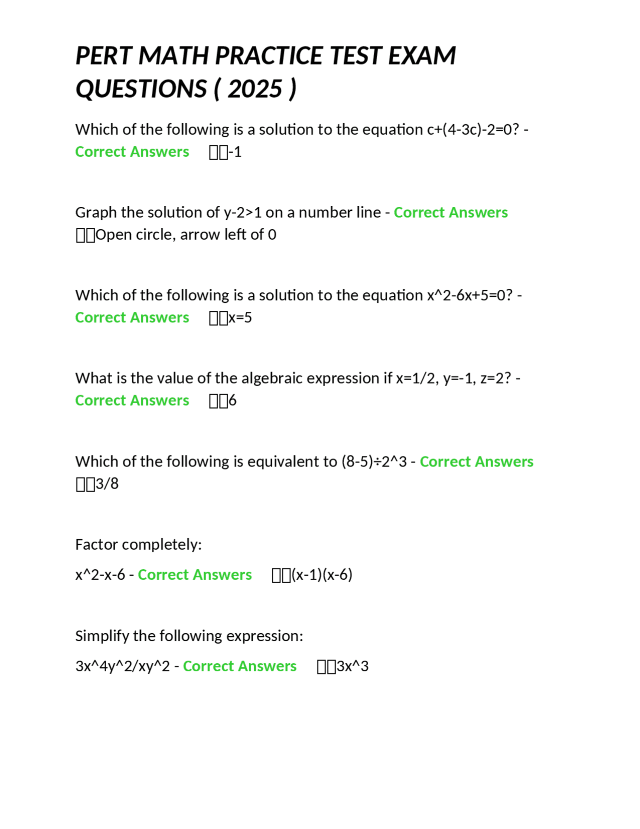 PERT MATH PRACTICE TEST EXAM QUESTIONS ( 2025 ) | Exams Nursing | Docsity