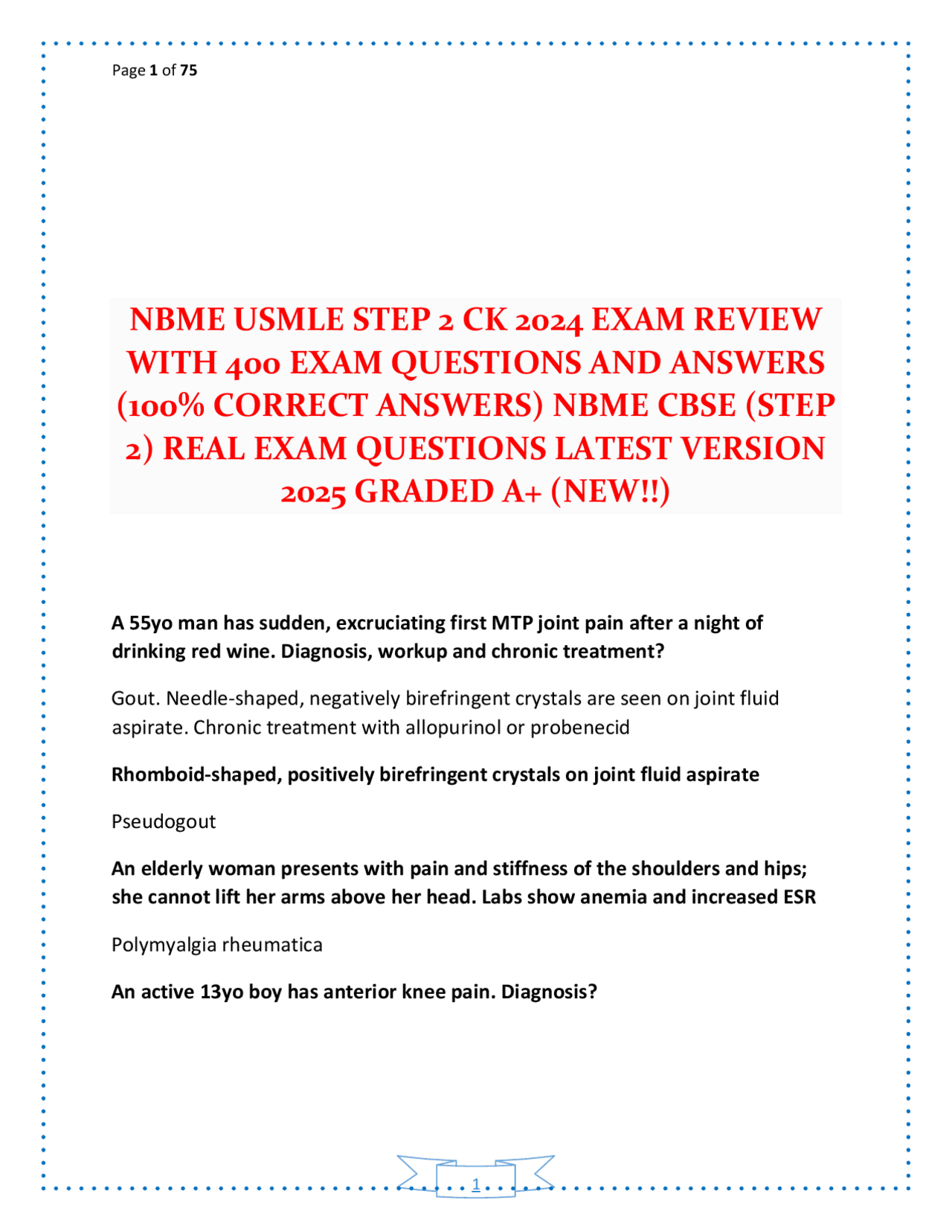 NBME USMLE STEP 2 CK 2024 EXAM REVIEW WITH 400 EXAM QUESTIONS AND ...