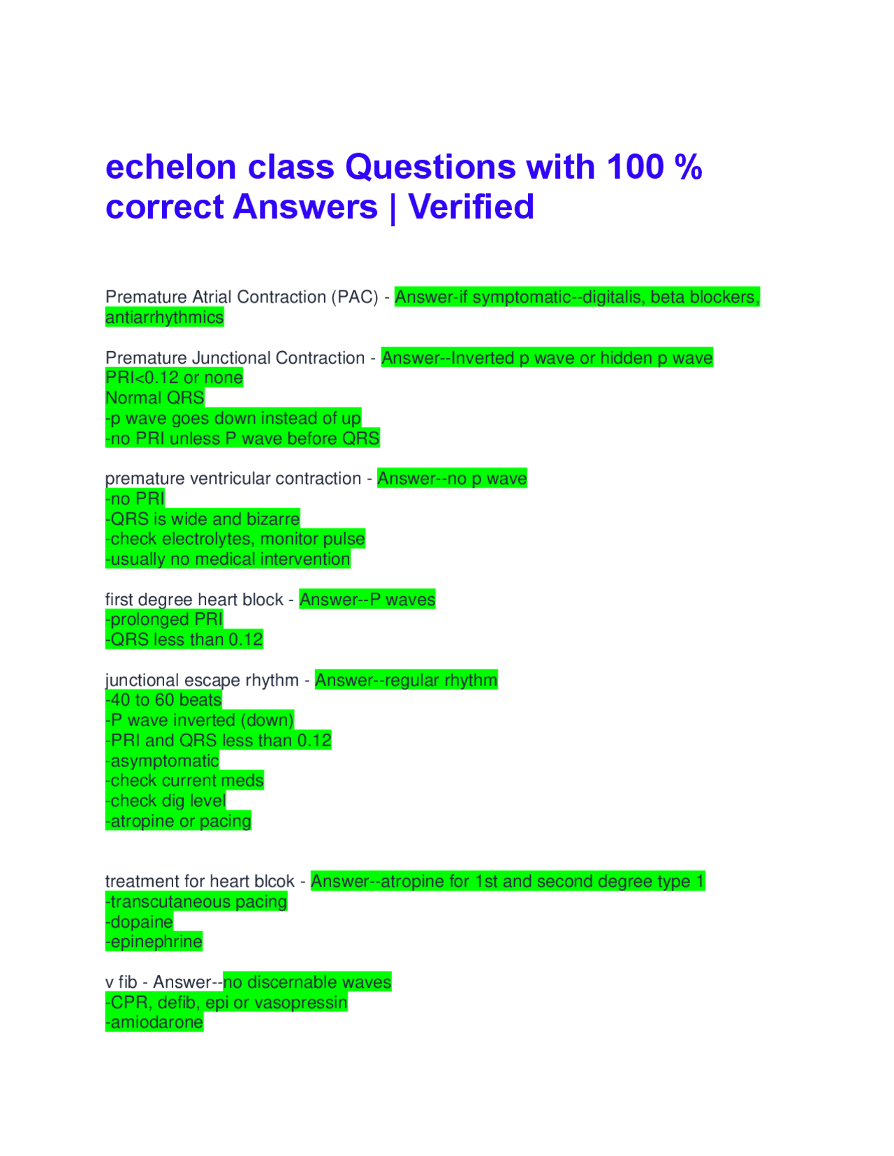 echelon class Questions with 100 % correct Answers | Verified | Exams ...