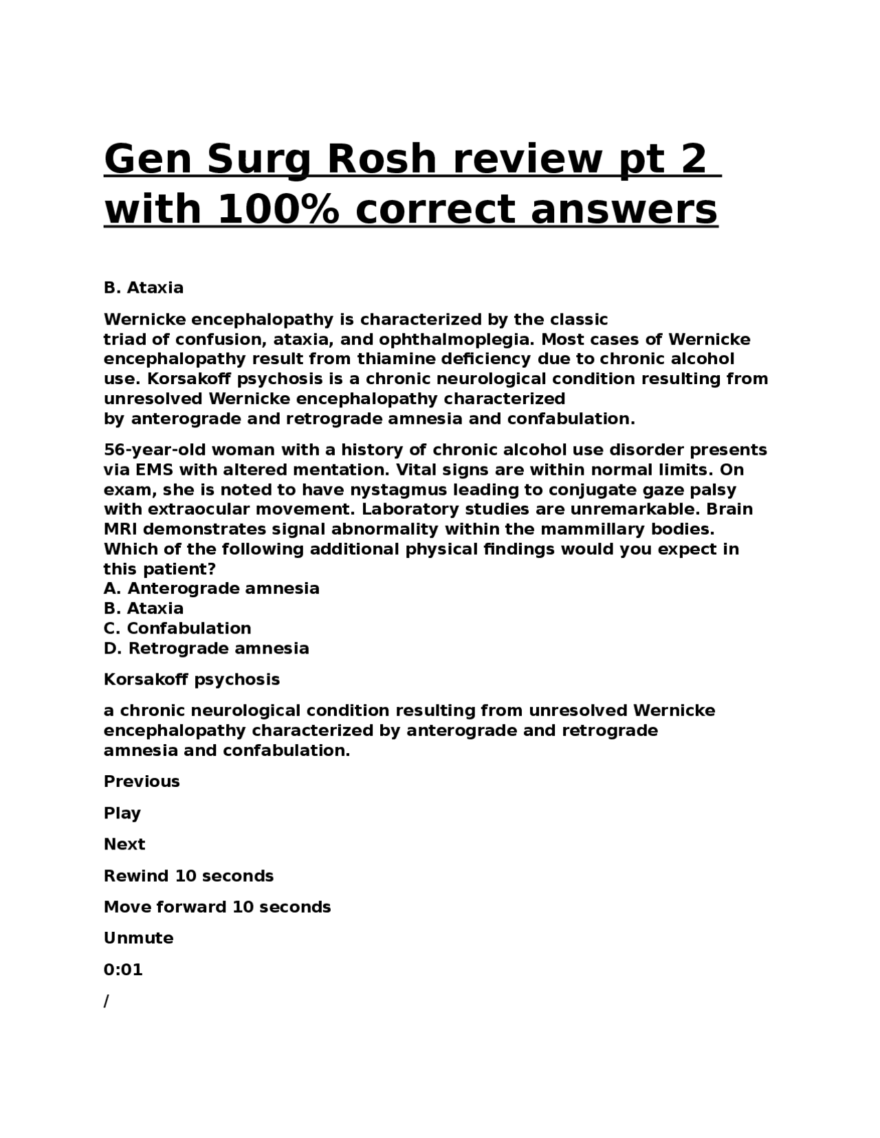 Rosh Review Questions and Answers: Gen Surg Pt 2 | Exams Biology | Docsity