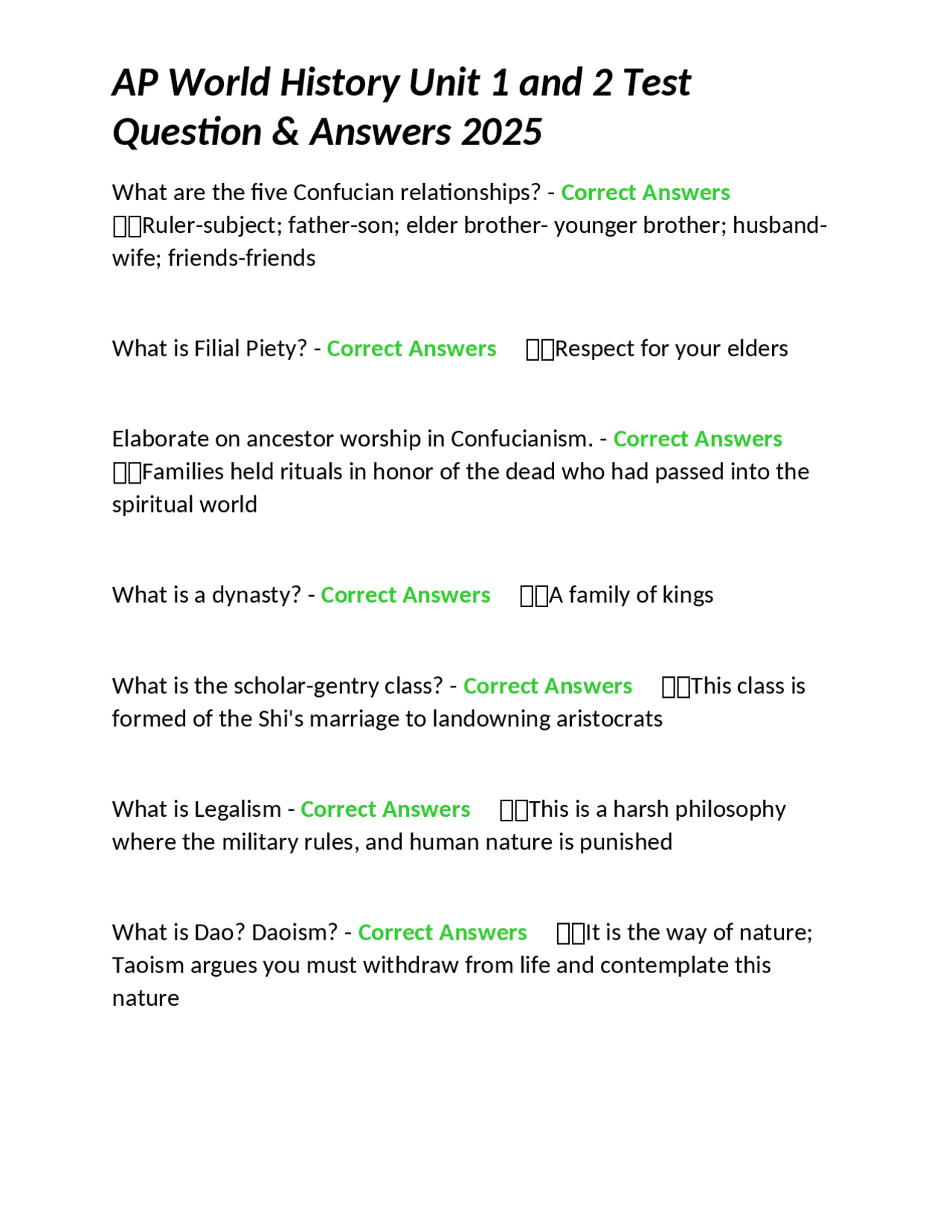 AP World History Unit 1 and 2 Test Question & Answers 2025 | Exams ...