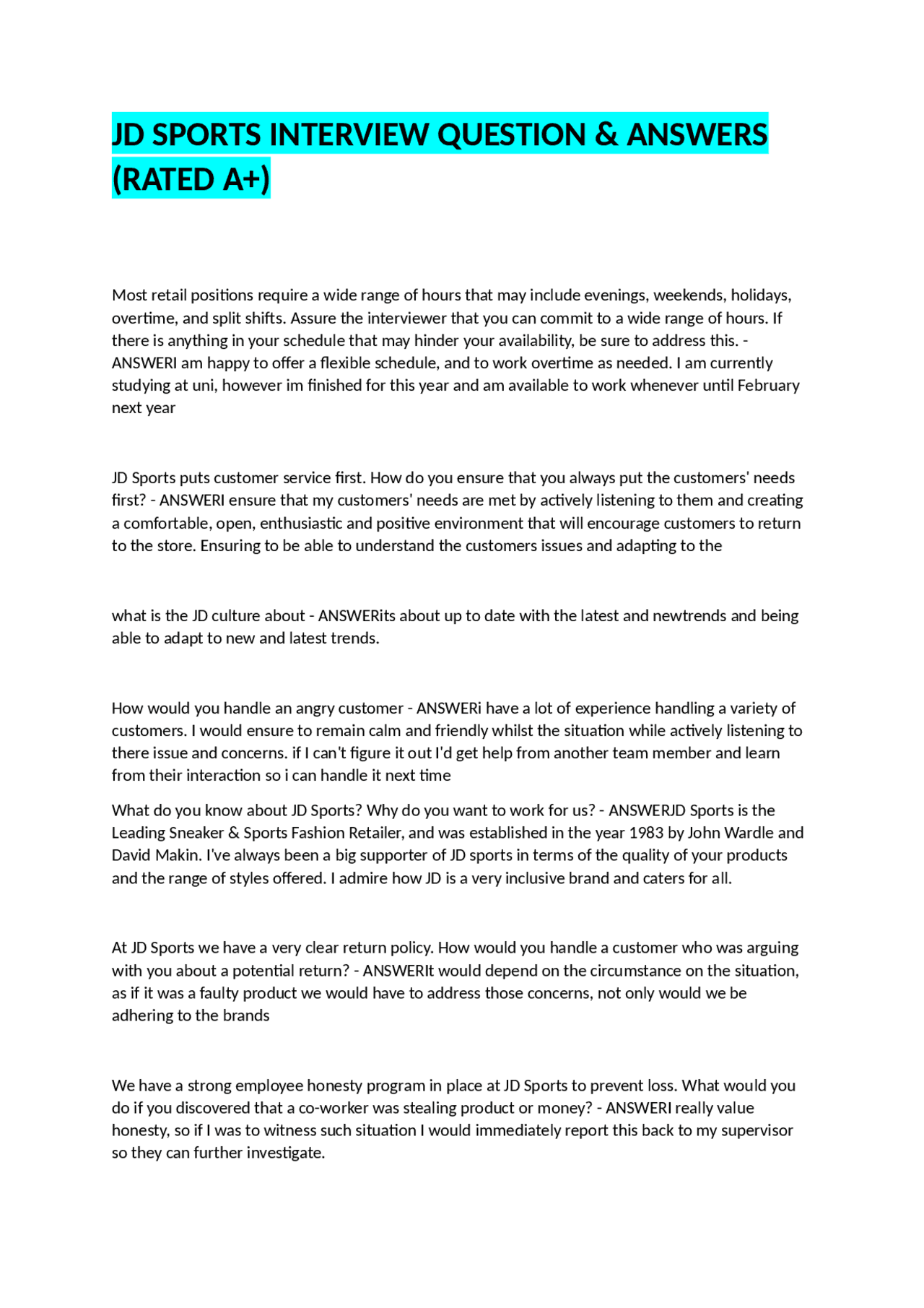 JD Sports Interview Questions and Answers: A Guide for Retail Job ...