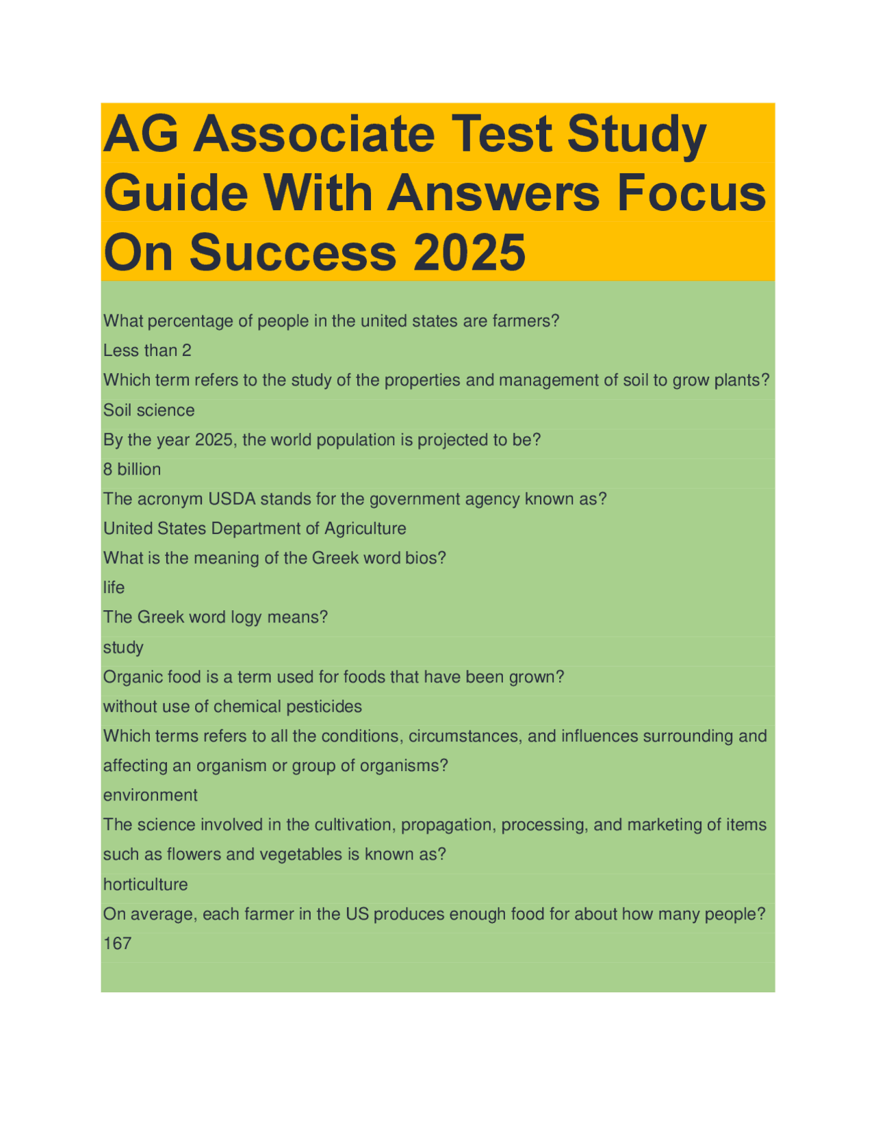 AG Associate Test Study Guide With Answers Focus On Success 2025 ...