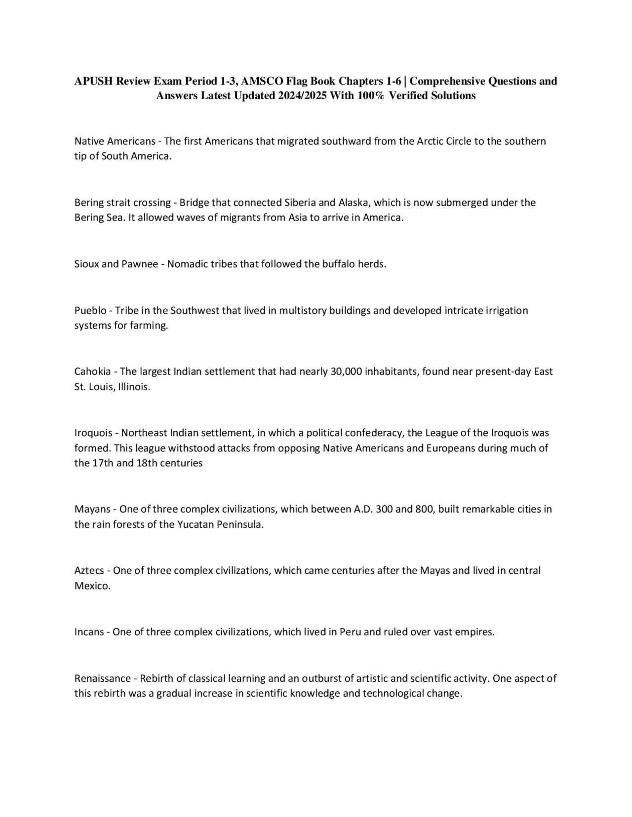 APUSH Review: Comprehensive Questions & Answers for Chapters 1-6 ...