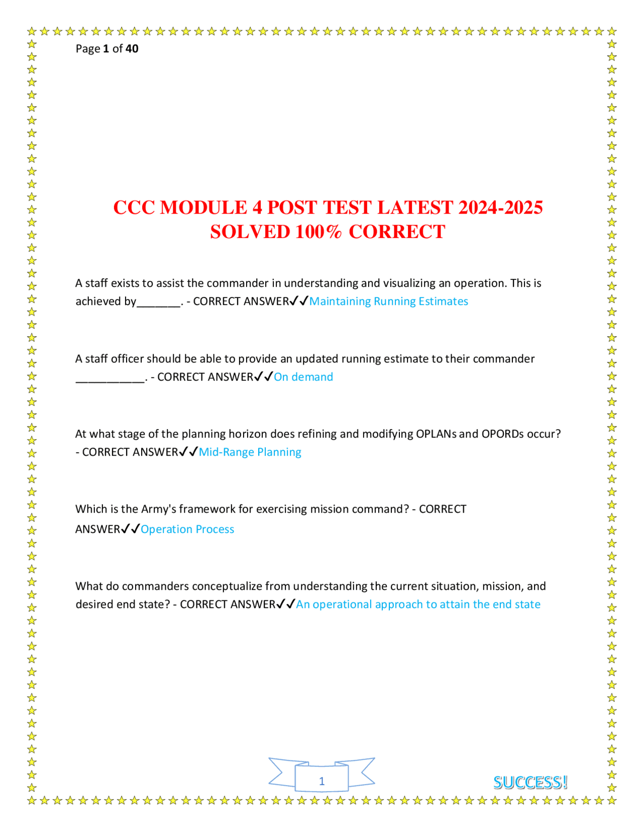 CCC MODULE 4 POST TEST LATEST 2024-2025 SOLVED 100% CORRECT | Exams ...