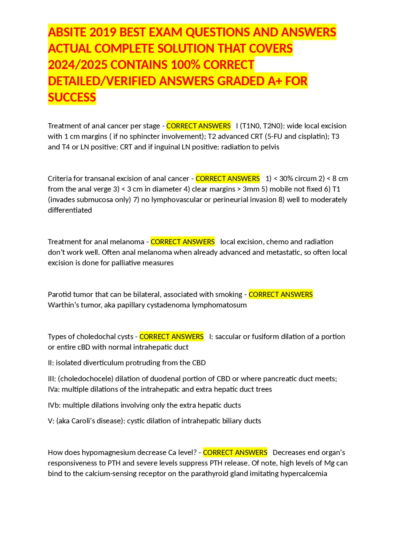 ABSITE 2019 Best Exam Questions and Answers: A Comprehensive Guide for ...