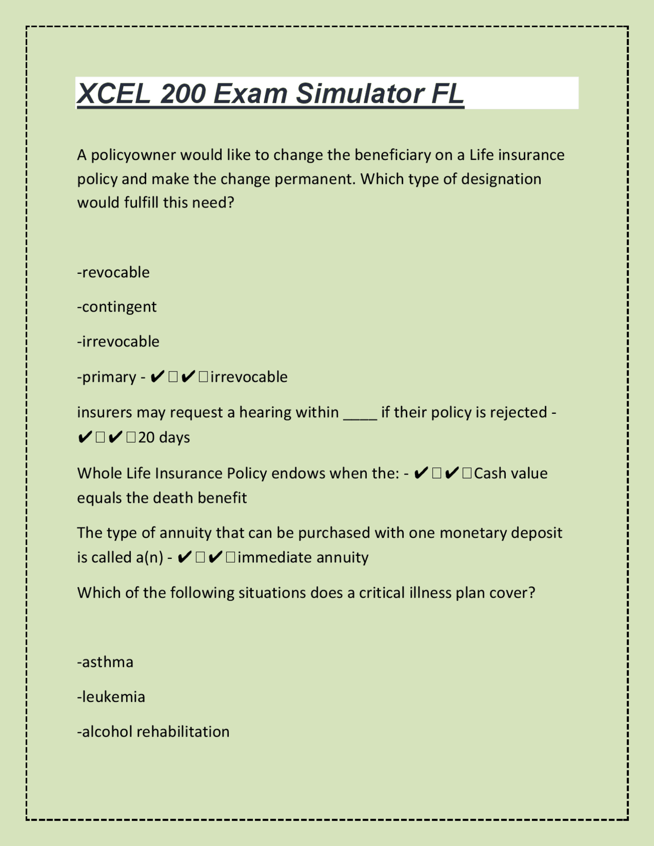 Florida Insurance Exam Simulator: Multiple Choice Questions and Answers ...