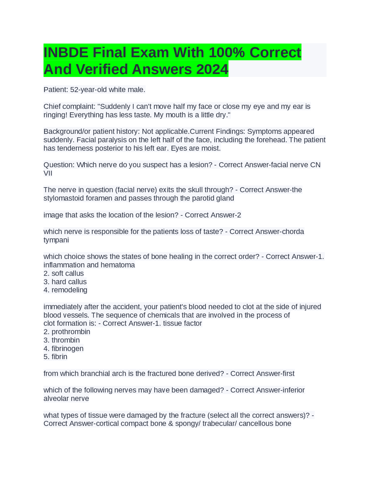 INBDE Final Exam Questions and Answers: A Comprehensive Review of Key ...