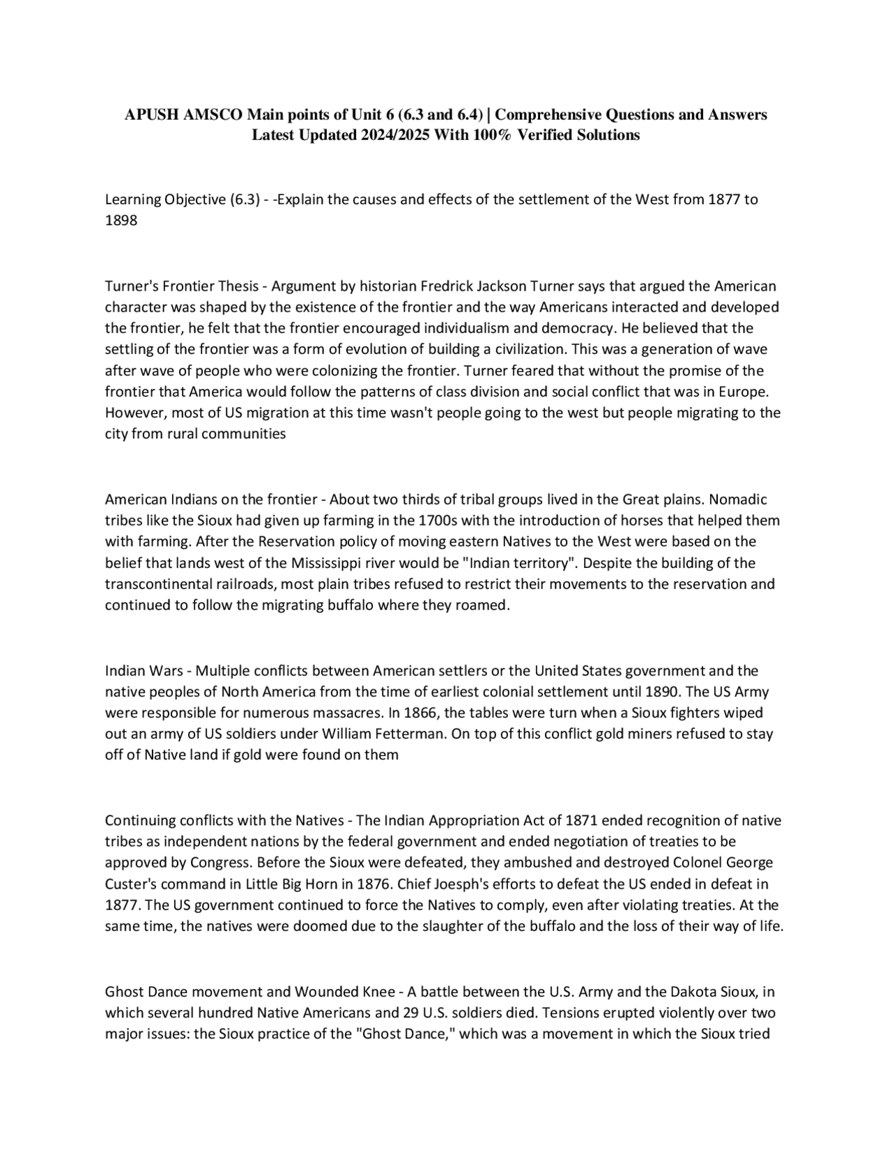 Westward Expansion & the New South (1877-1898): APUSH AMSCO Unit 6 ...