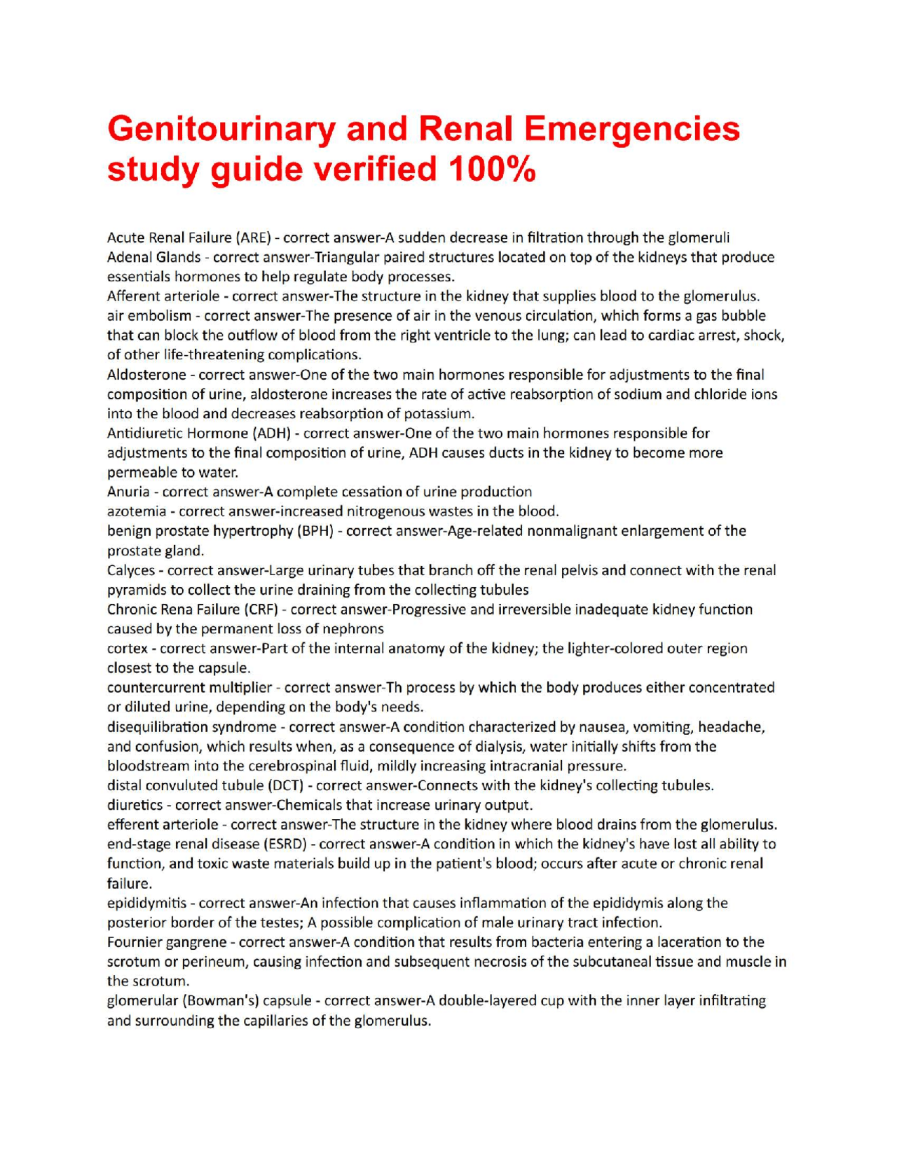 Genitourinary and Renal Emergencies study guide verified 100.pdf ...