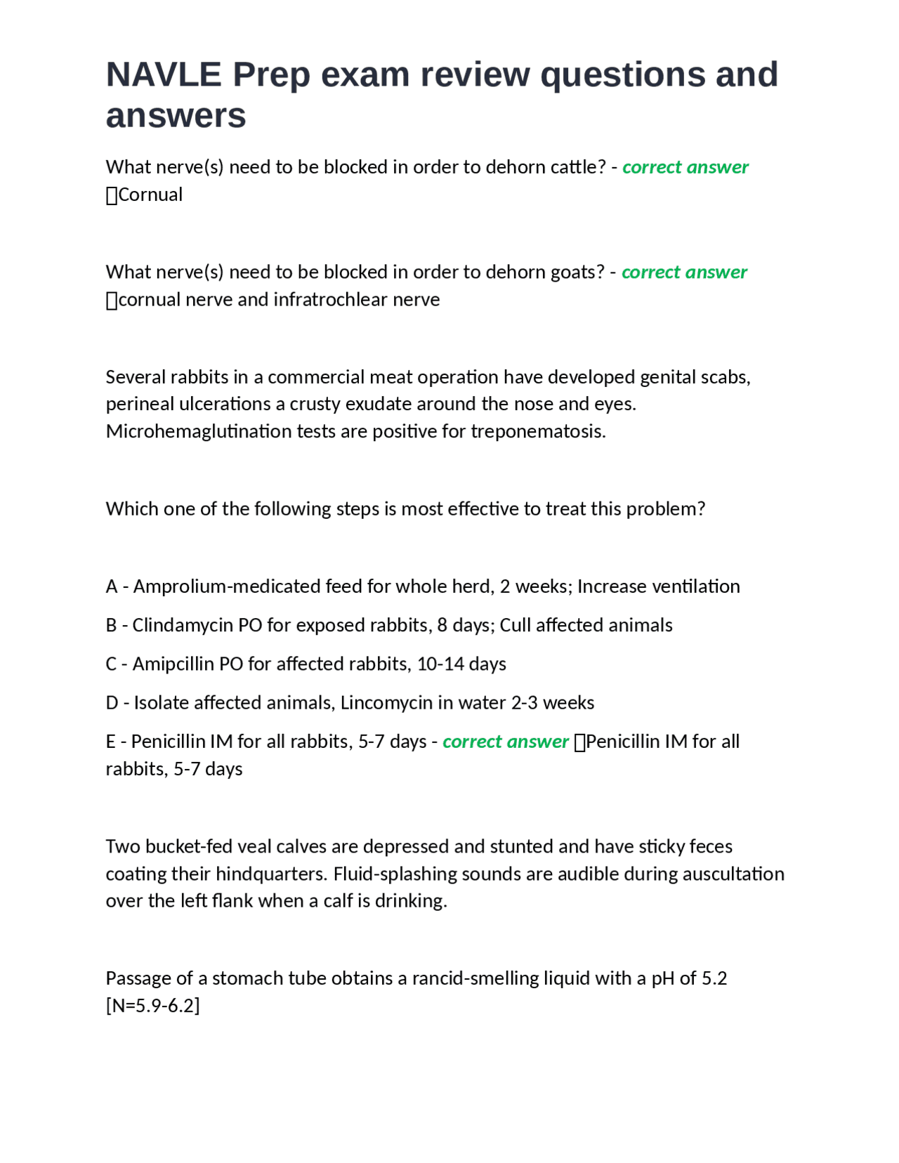 NAVLE Prep Exam Review Questions and Answers: Veterinary Medicine ...