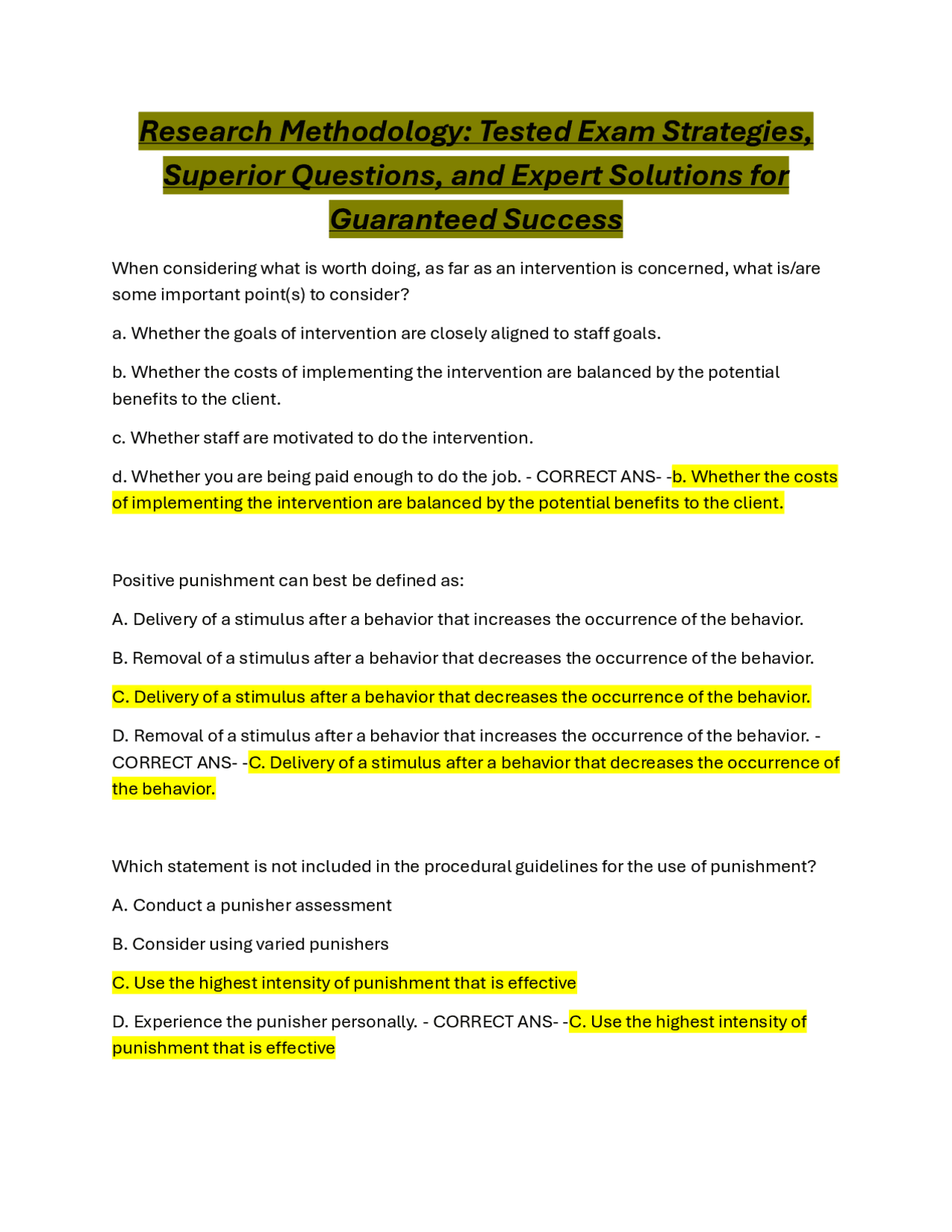 Research Methodology: Tested Exam Strategies, Superior Questions ...