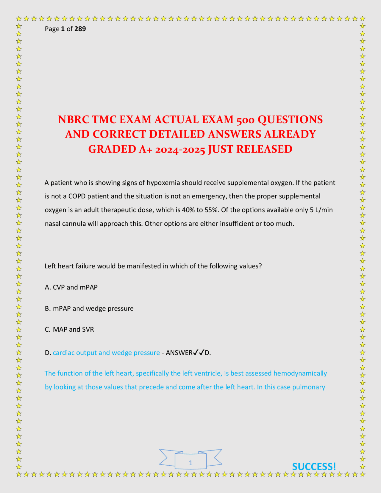 NBRC TMC Exam: 500 Practice Questions & Answers (2024-2025) | Exams ...