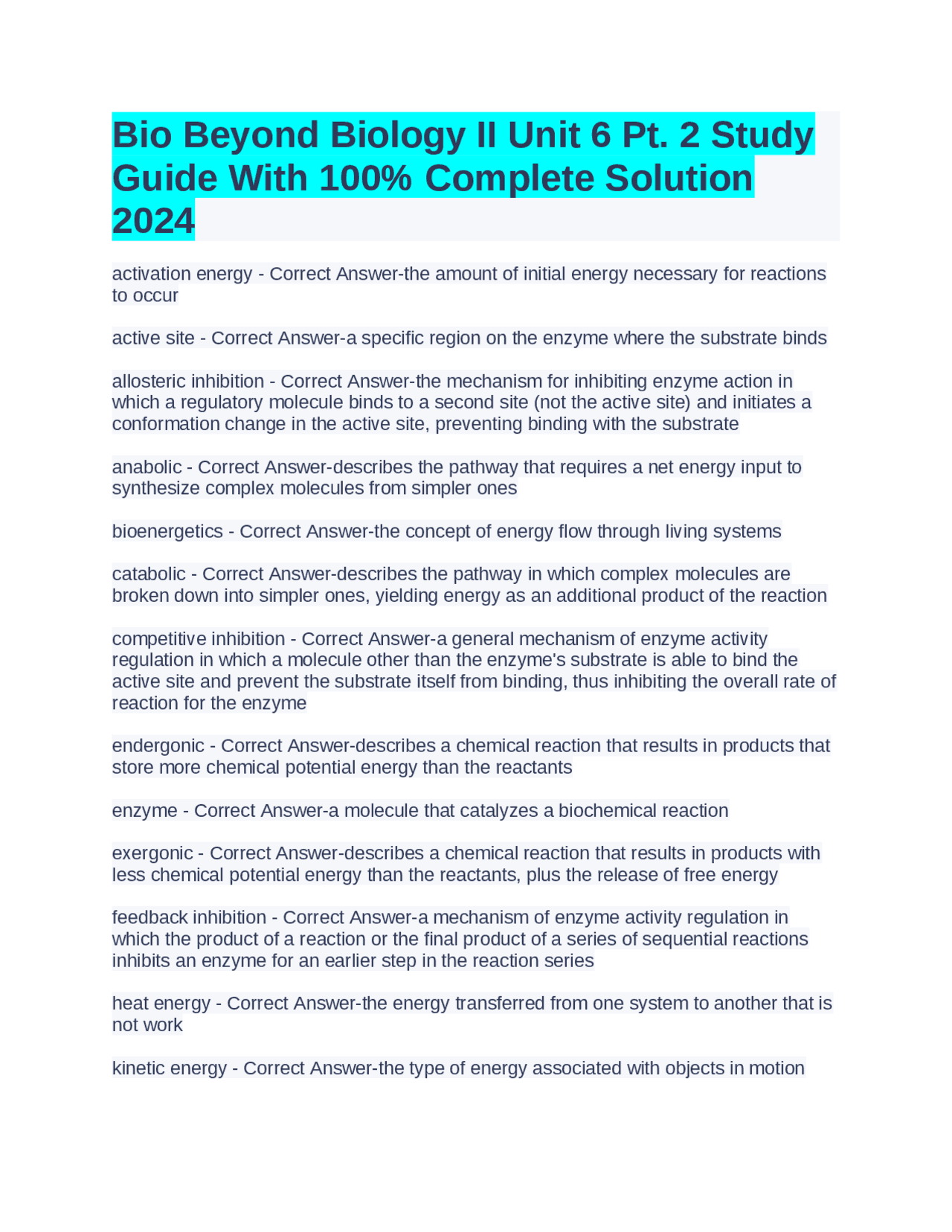 Cellular Respiration and Energy Transformations Study Guide | Exams ...