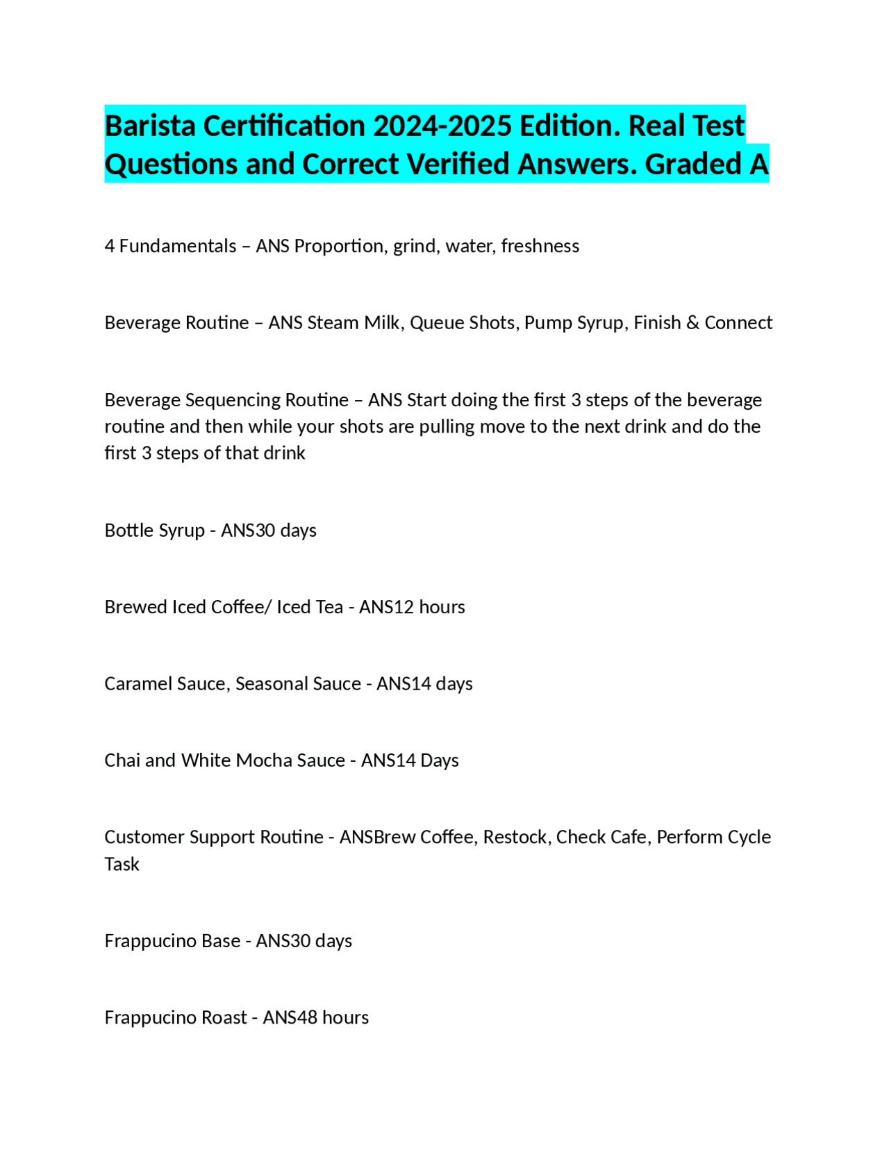 Barista Certification Exam Preparation: 2024-2025 Edition | Exams Food ...