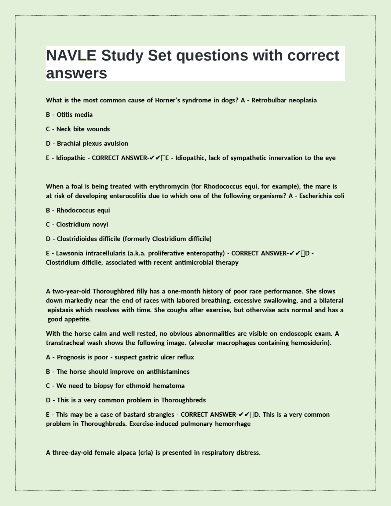 NAVLE Study Set: Veterinary Medicine Multiple Choice Questions | Exams ...