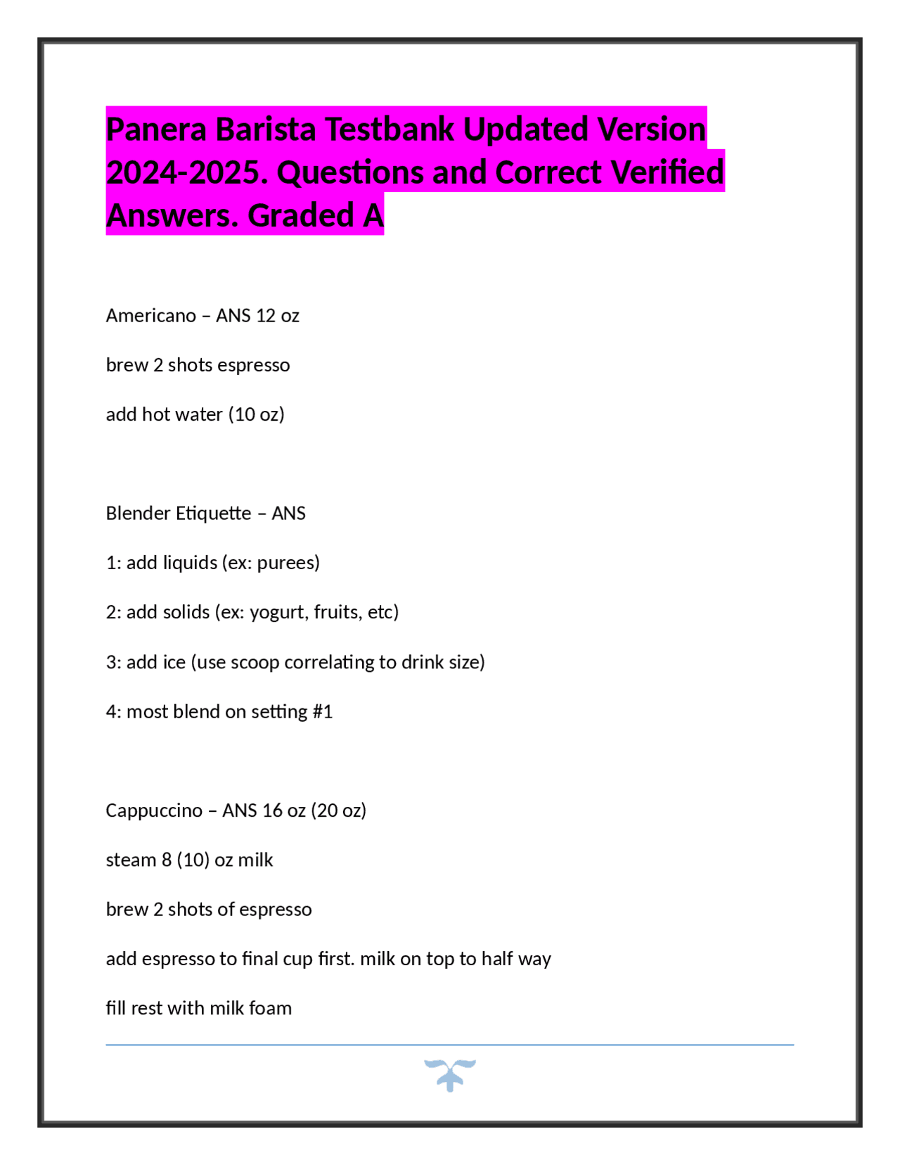 Panera Barista Training: A Comprehensive Guide to Drinks and Techniques ...