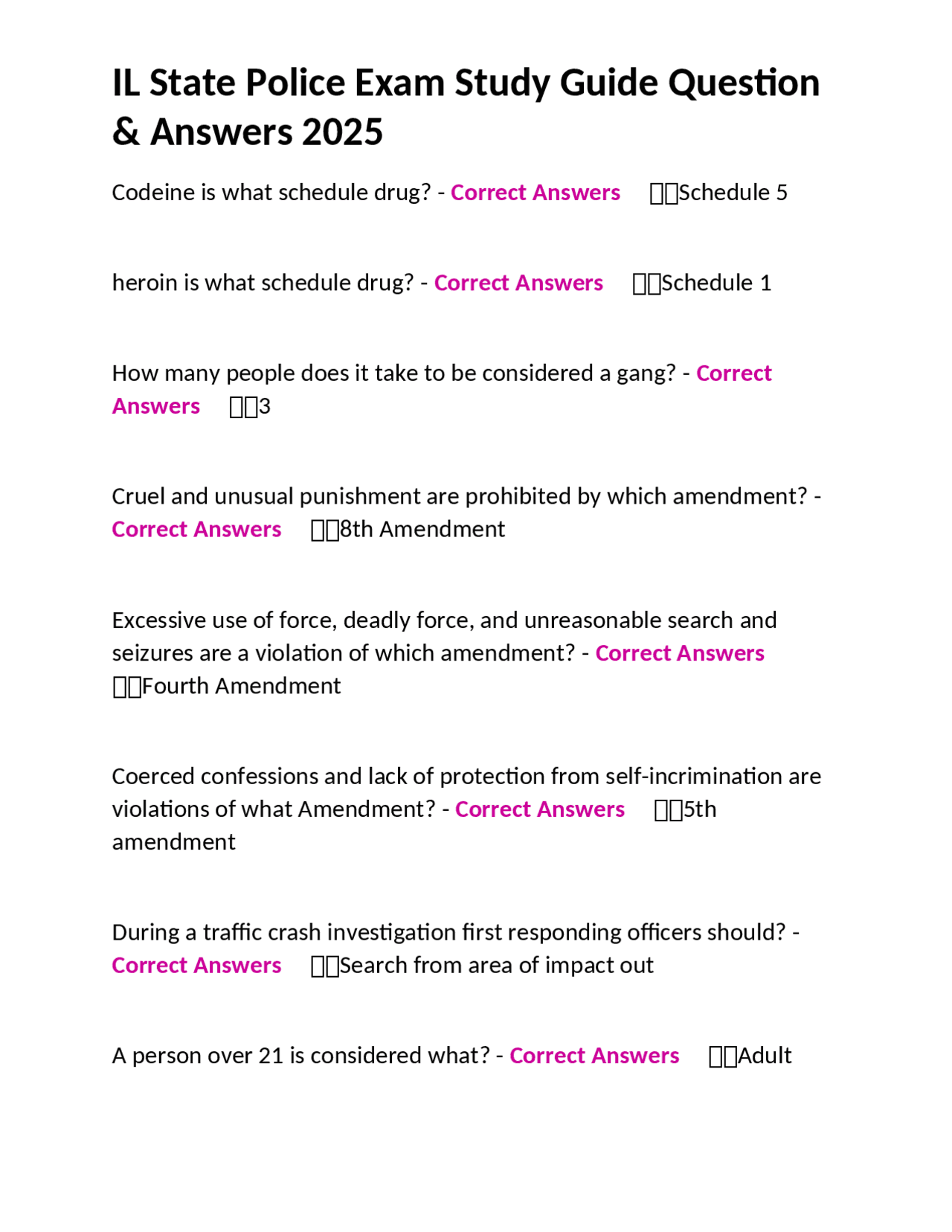 IL State Police Exam Study Guide: Questions and Answers 2025 | Exams ...