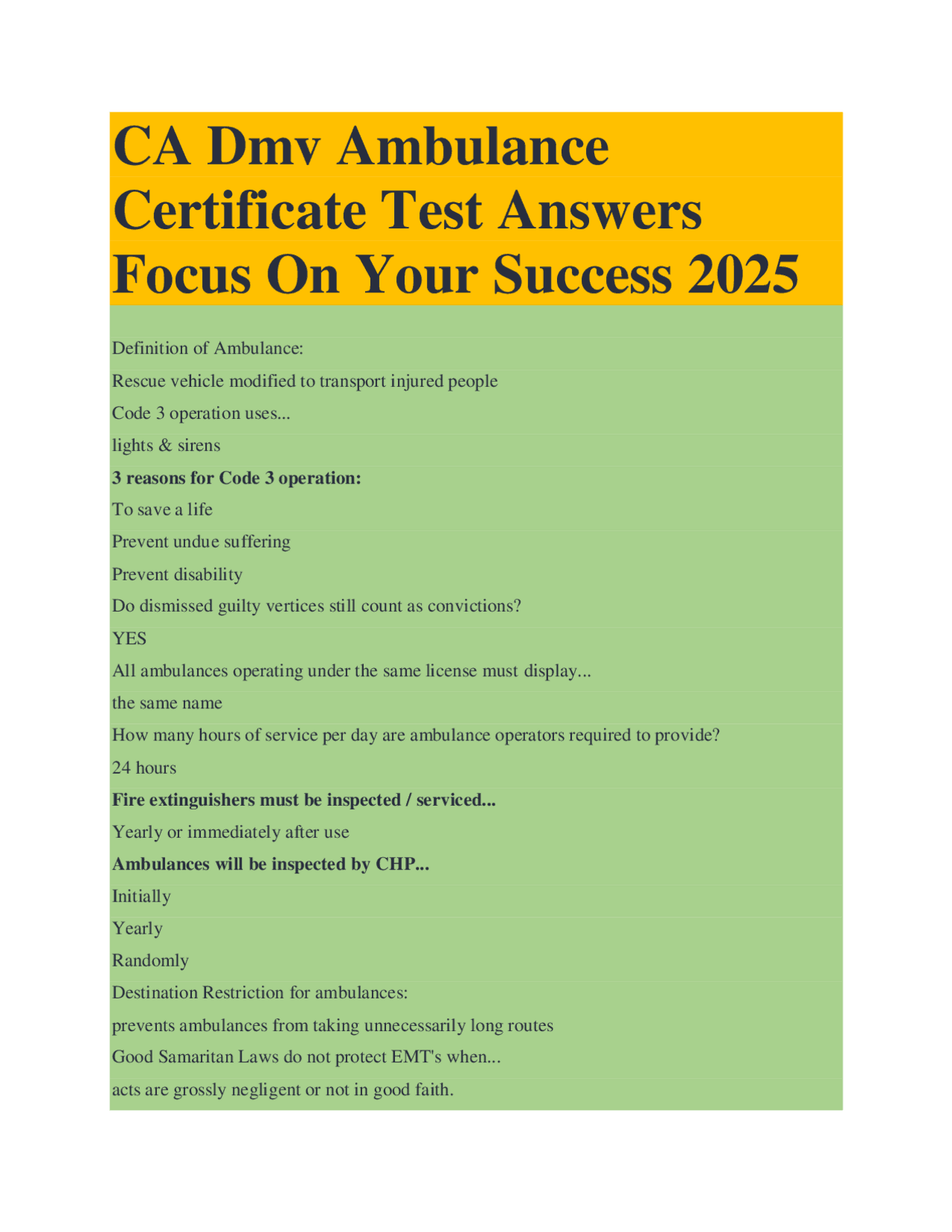 California DMV Ambulance Certificate Test: A Comprehensive Guide ...