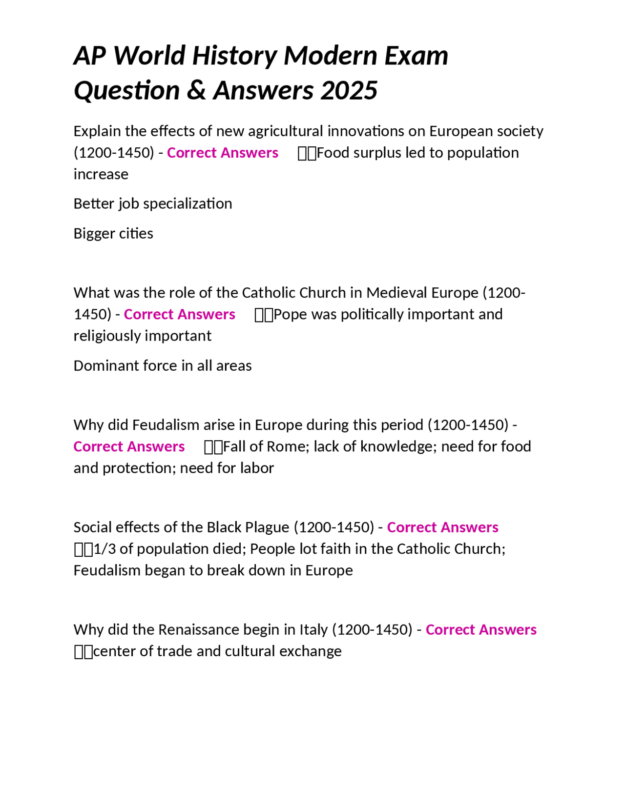 AP World History Modern Exam Question & Answers 2025 | Exams Nursing ...