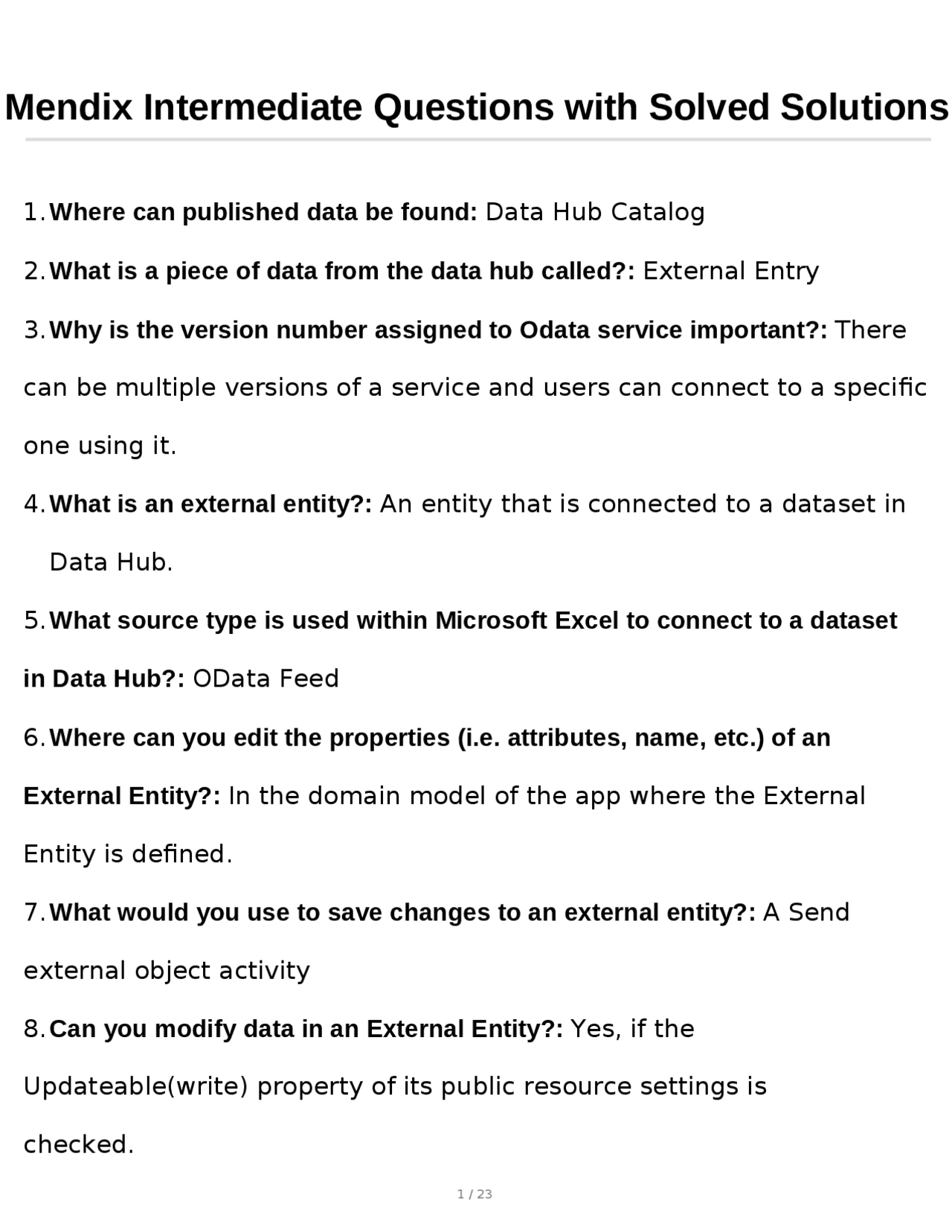 Mendix Intermediate Questions with Solved Solutions | Exams Database ...