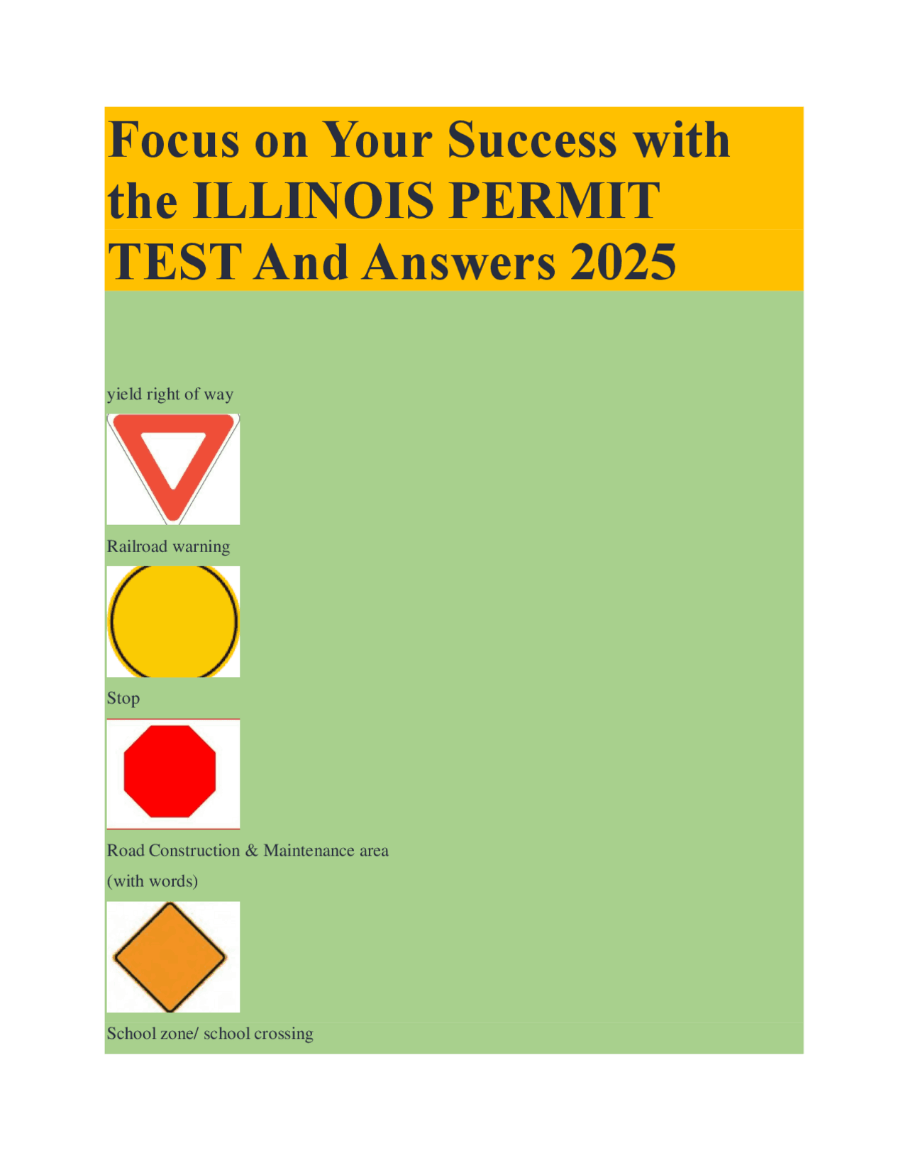 Illinois Permit Test: Practice Questions and Answers | Exercises ...