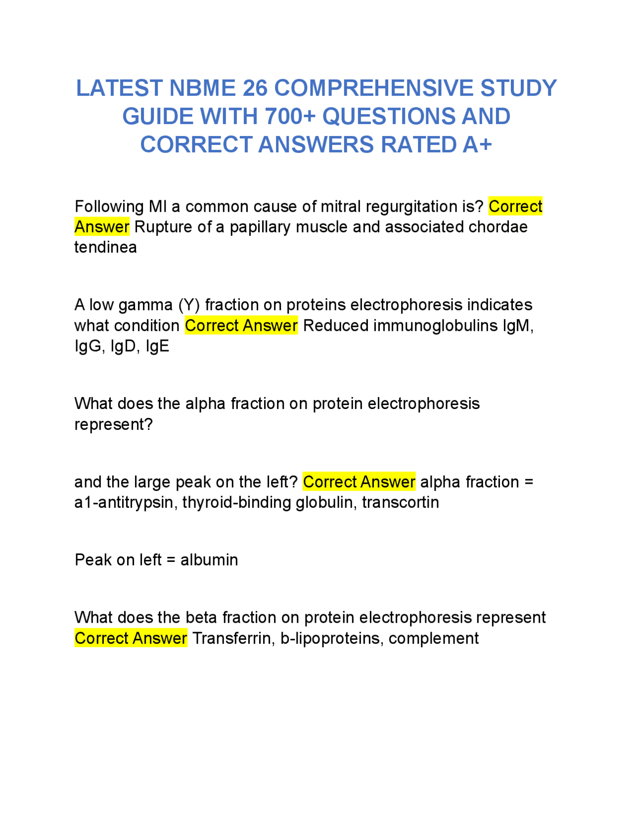 NBME 26 Comprehensive Study Guide: 700+ Questions and Answers | Exams ...