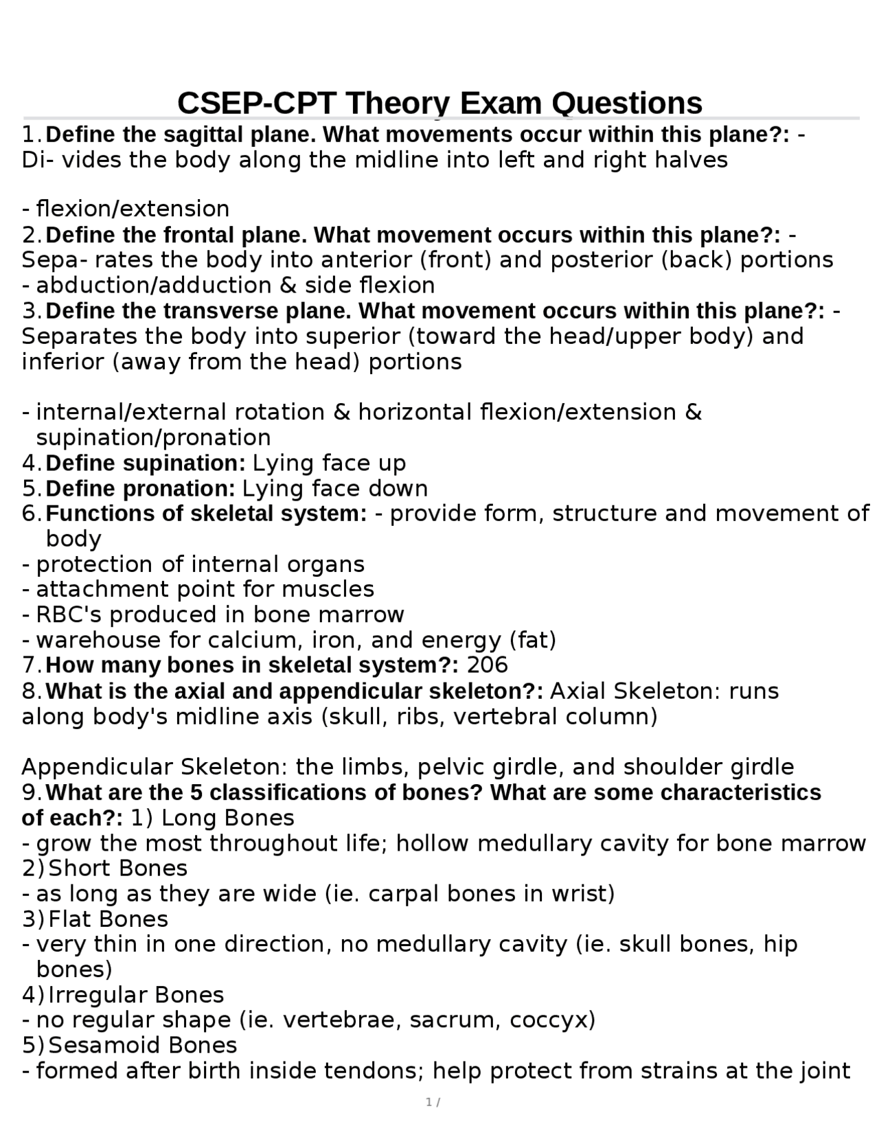 CSEP-CPT Theory Exam Questions: A Comprehensive Guide to Human Anatomy and Physiology | Exams ...