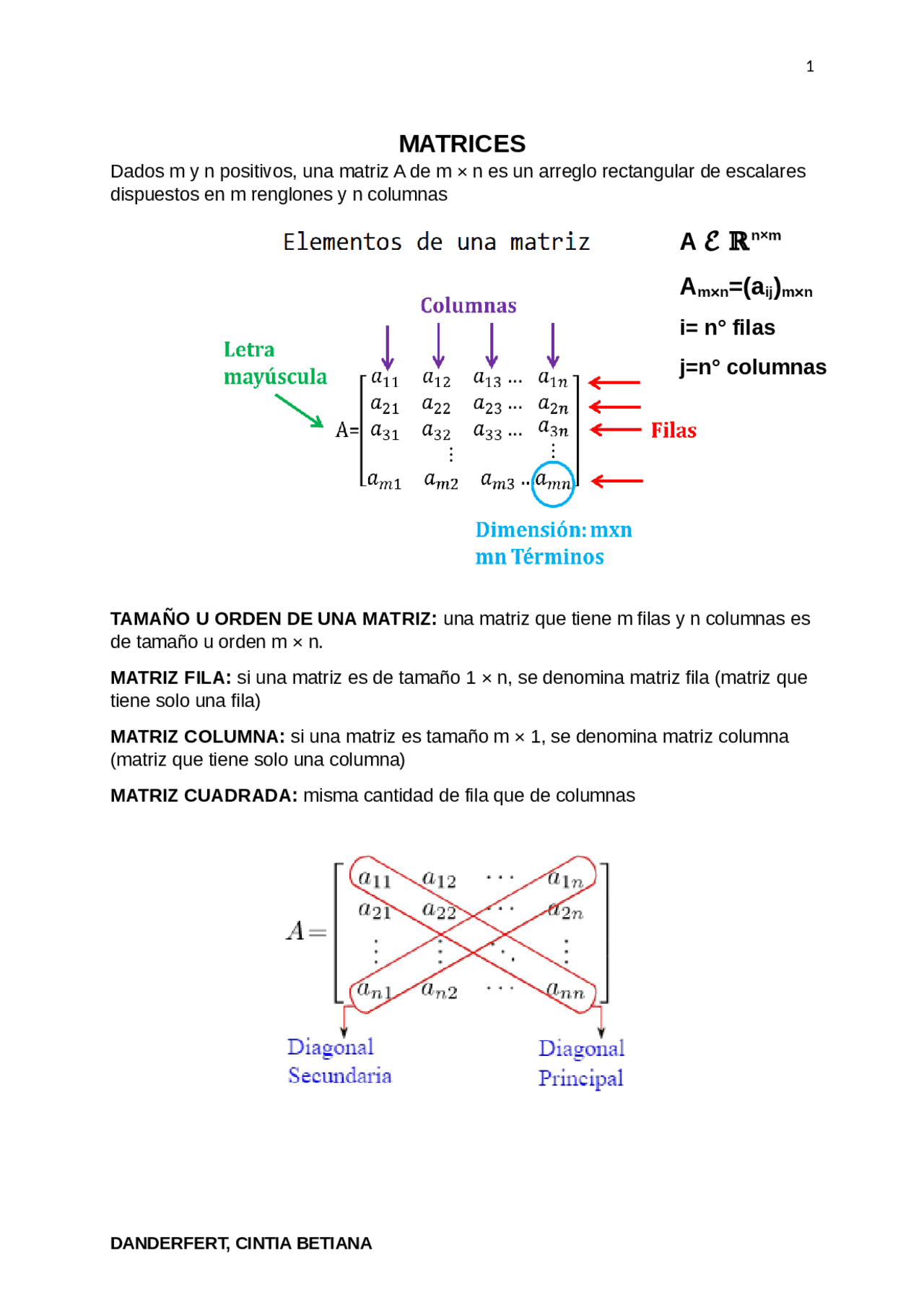 Introducción a las Matrices: Definiciones, Operaciones y Propiedades | Resúmenes de Álgebra ...