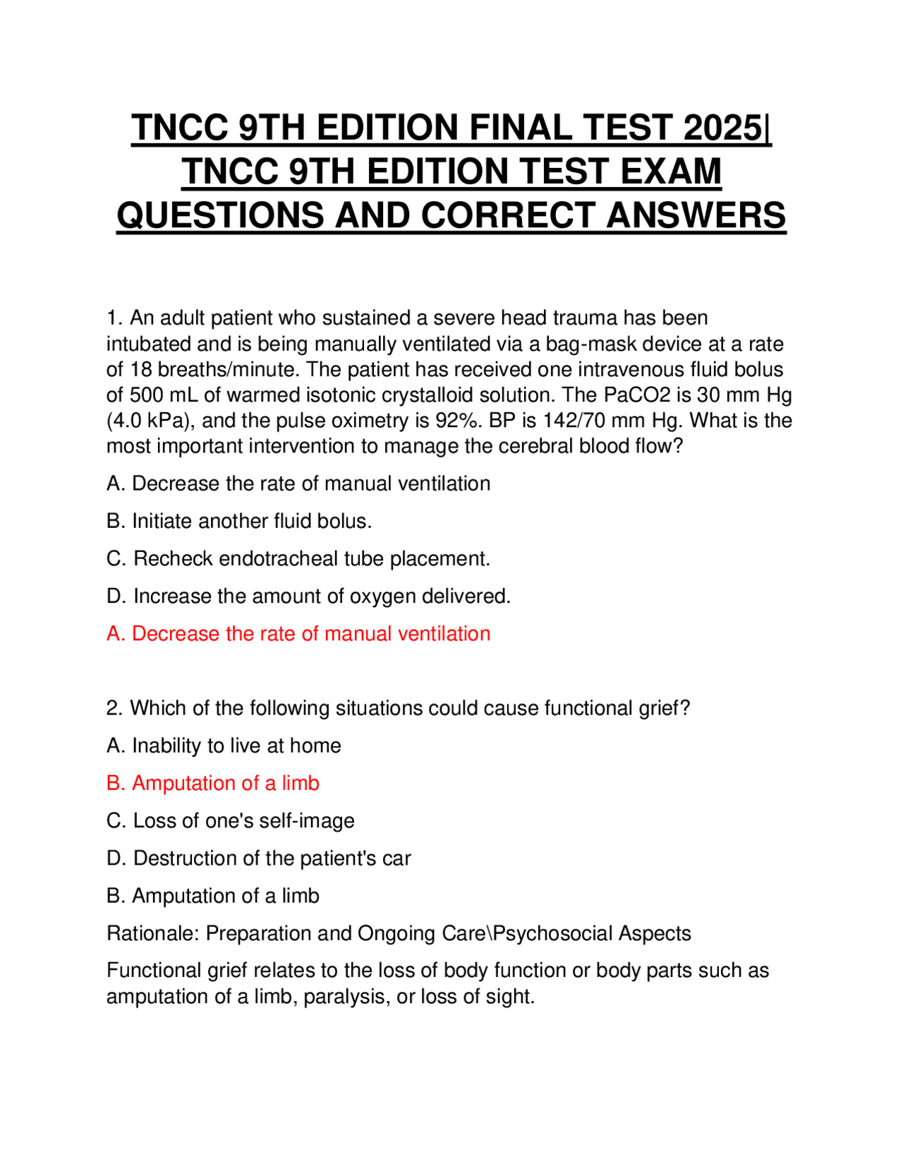 TNCC 9TH EDITION FINAL TEST 2025| TNCC 9TH EDITION TEST EXAM QUESTIONS ...