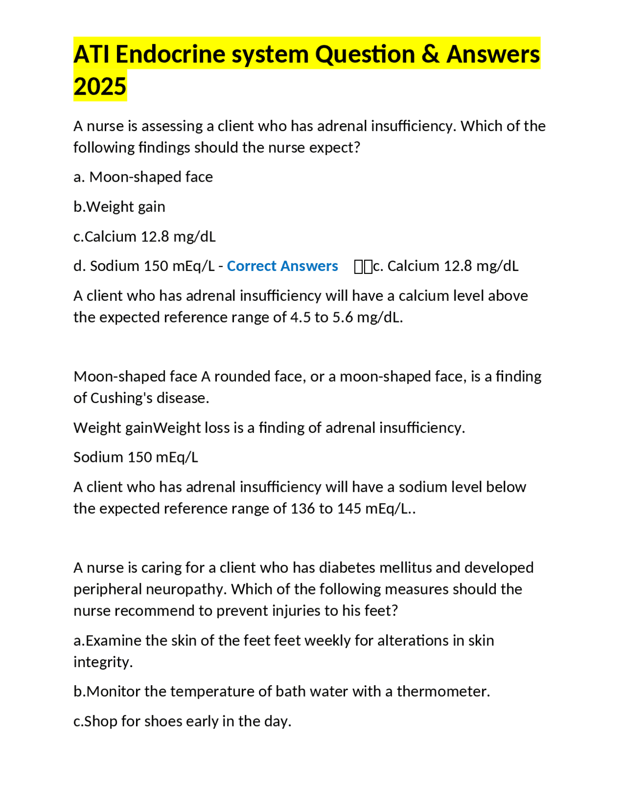 Endocrine System: Multiple Choice Questions and Answers | Exams Nursing ...