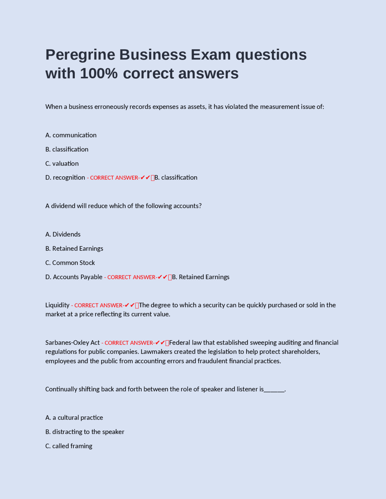 Business Exam Questions and Answers | Exams Human Resource Management ...
