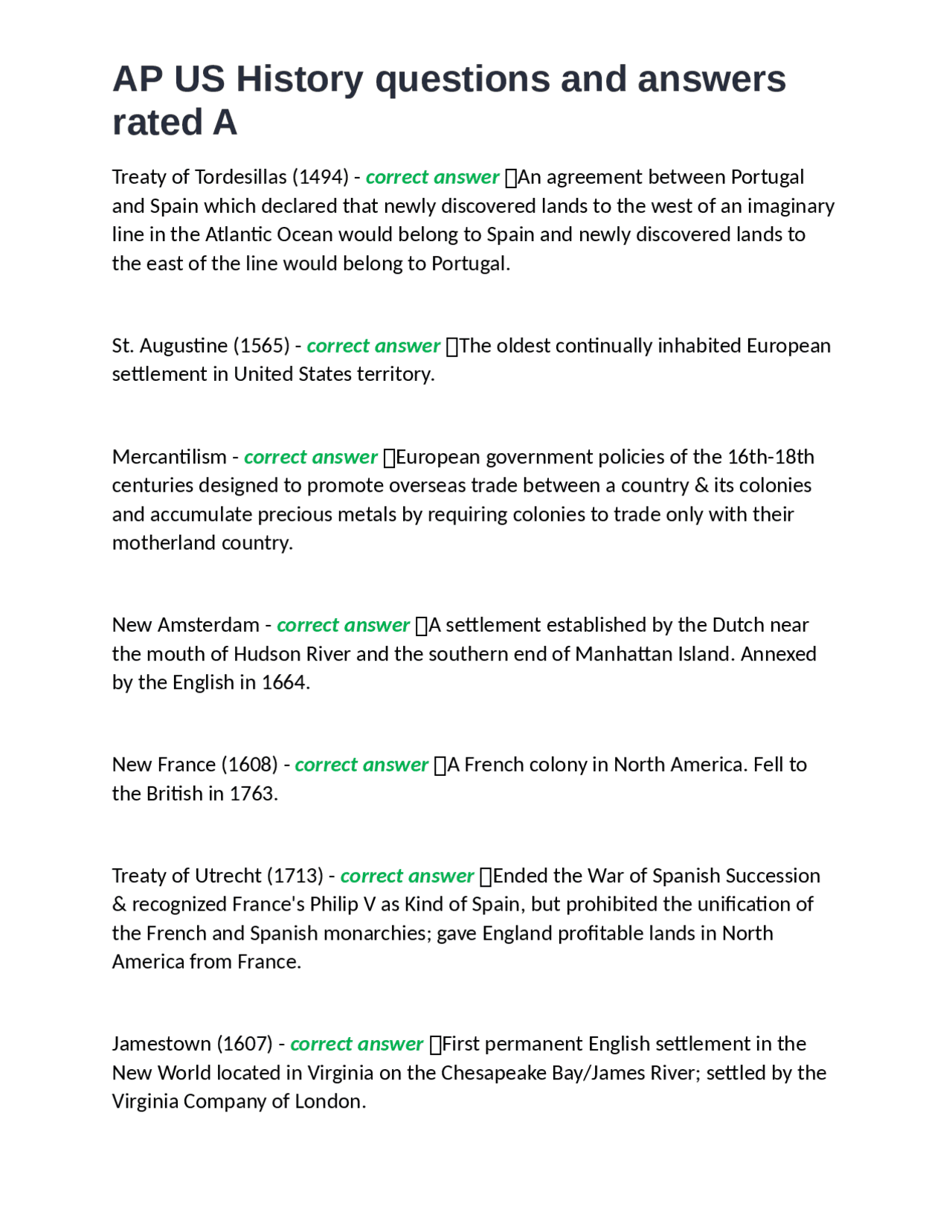 AP US History Questions and Answers: Early American History | Exams ...