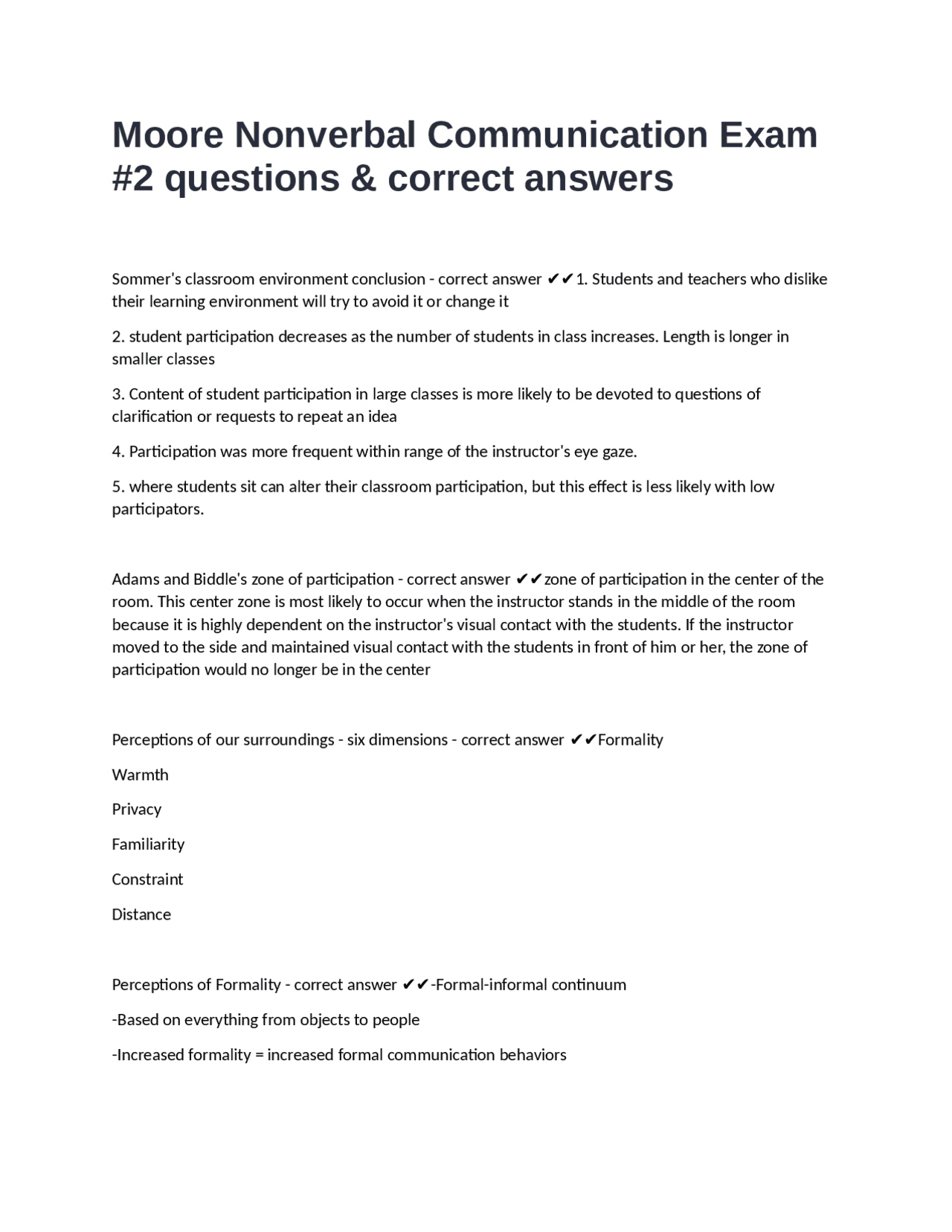 Nonverbal Communication Exam Questions and Answers | Exams Nursing ...