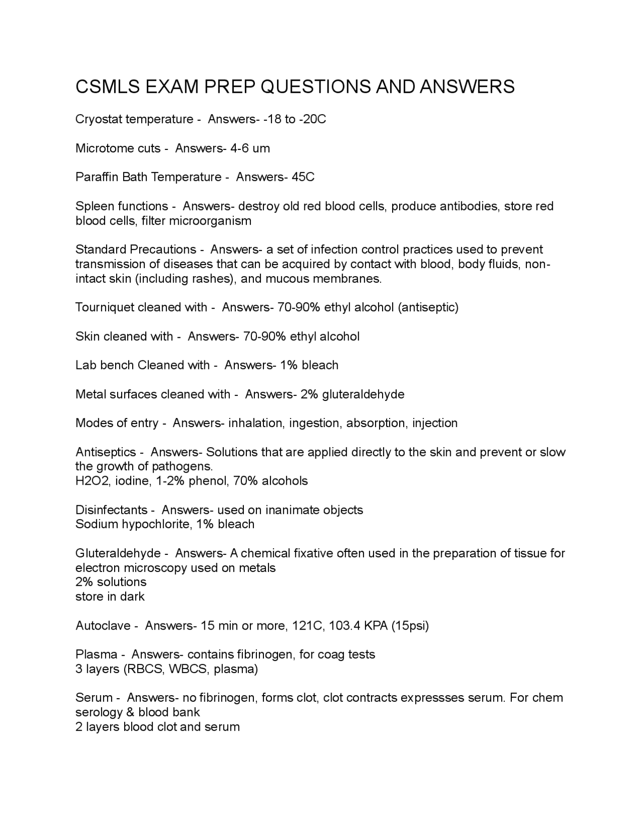 CSMLS Exam Prep: Questions and Answers for Medical Laboratory ...