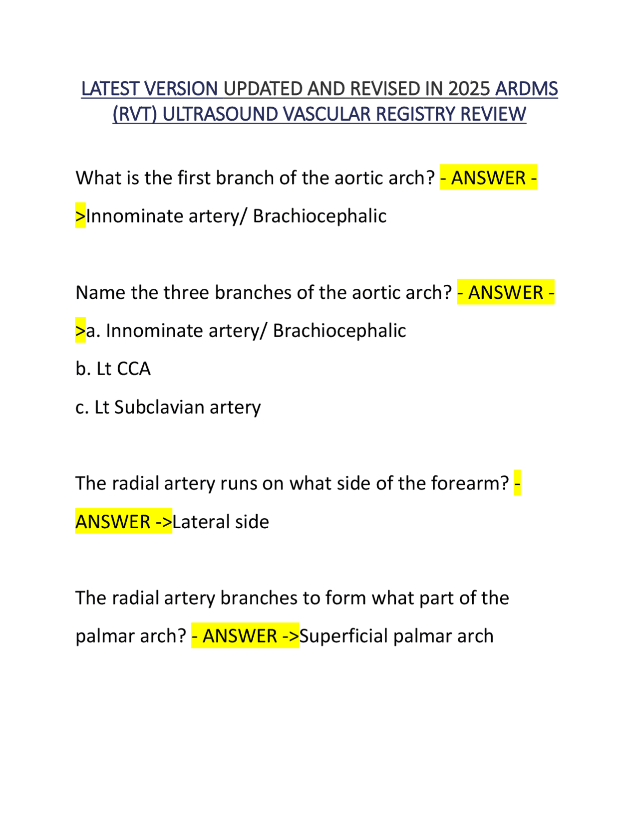 ARDMS (RVT) Ultrasound Vascular Registry Review: Anatomy & Physiology Q ...