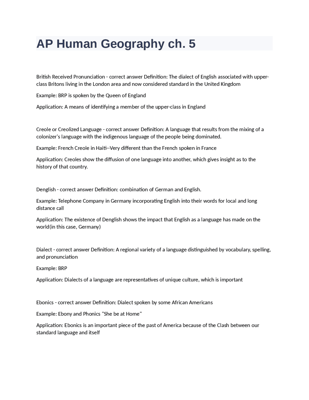 AP Human Geography Chapter 5: Language and Culture | Exams Nursing ...