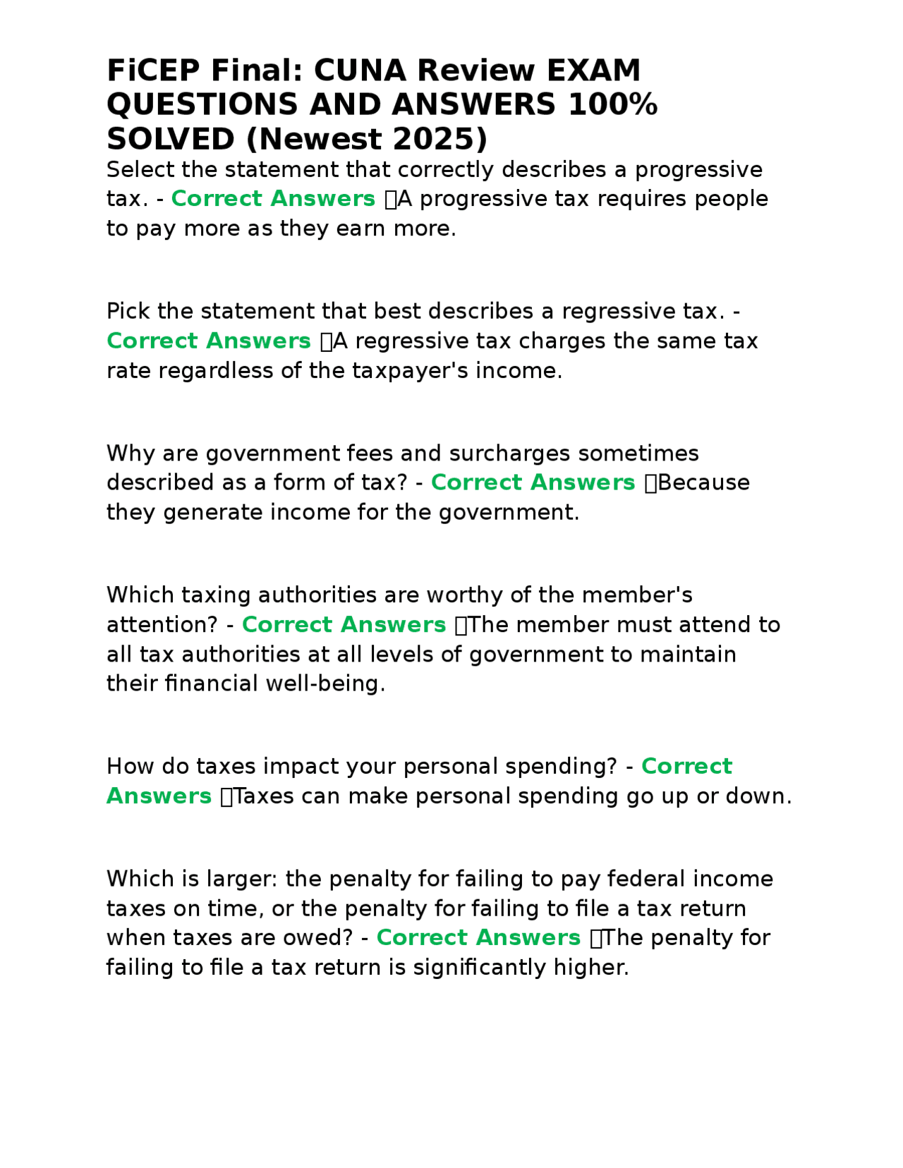 FiCEP Final: CUNA Review EXAM QUESTIONS AND ANSWERS 100% SOLVED (Newest 2025) | Exams Nursing ...