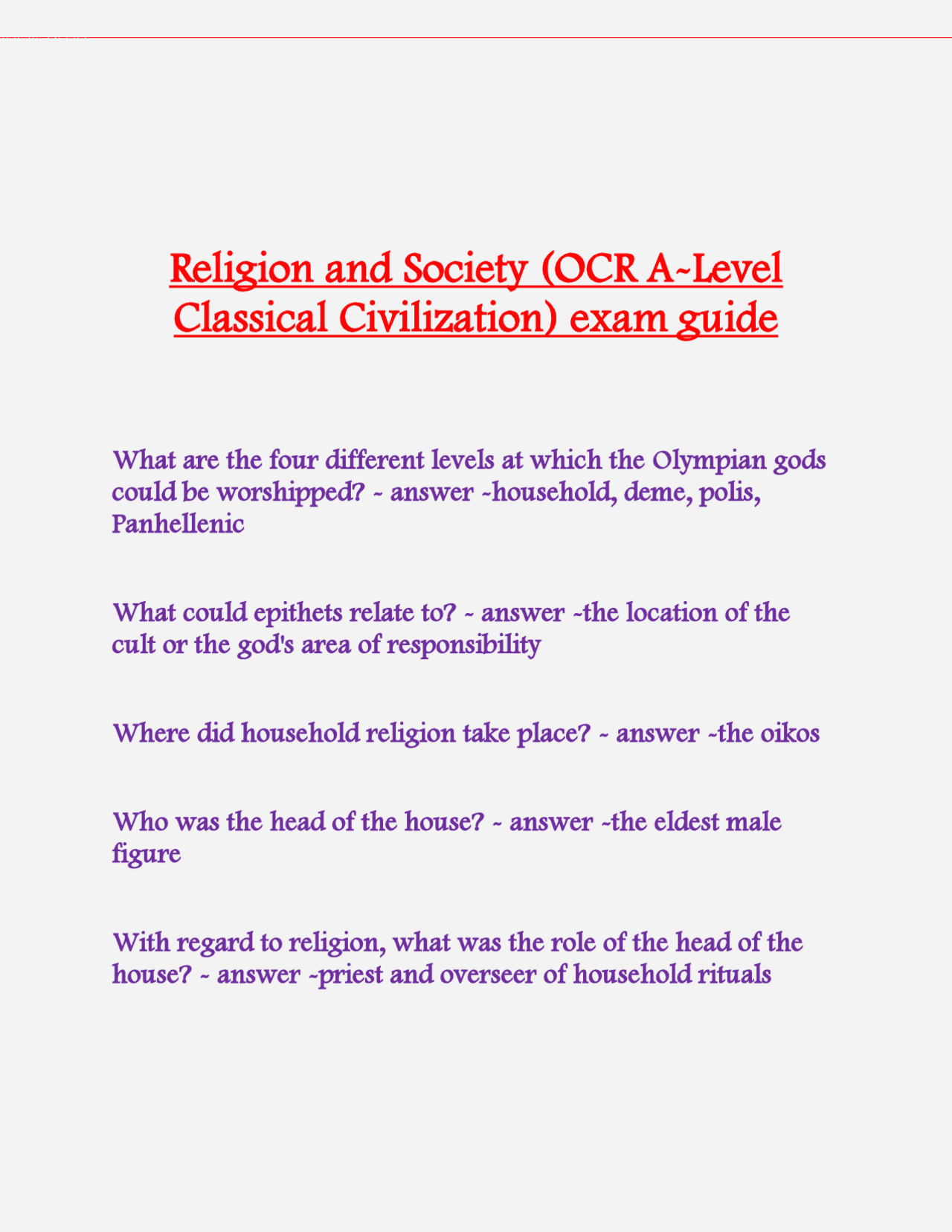 Religion and Society in Ancient Greece: A-Level Classical Civilization ...