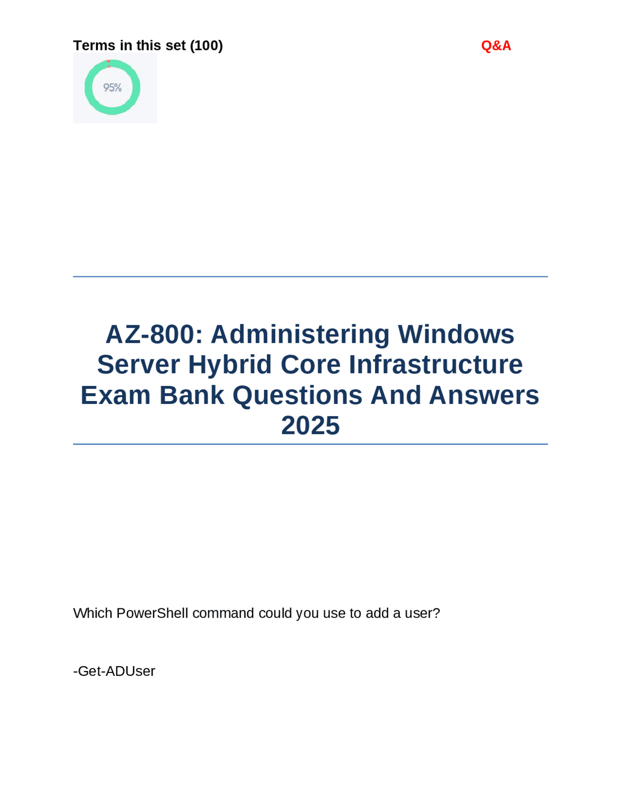 AZ-800 Administering Windows Server Hybrid Core Infrastructure Exam ...
