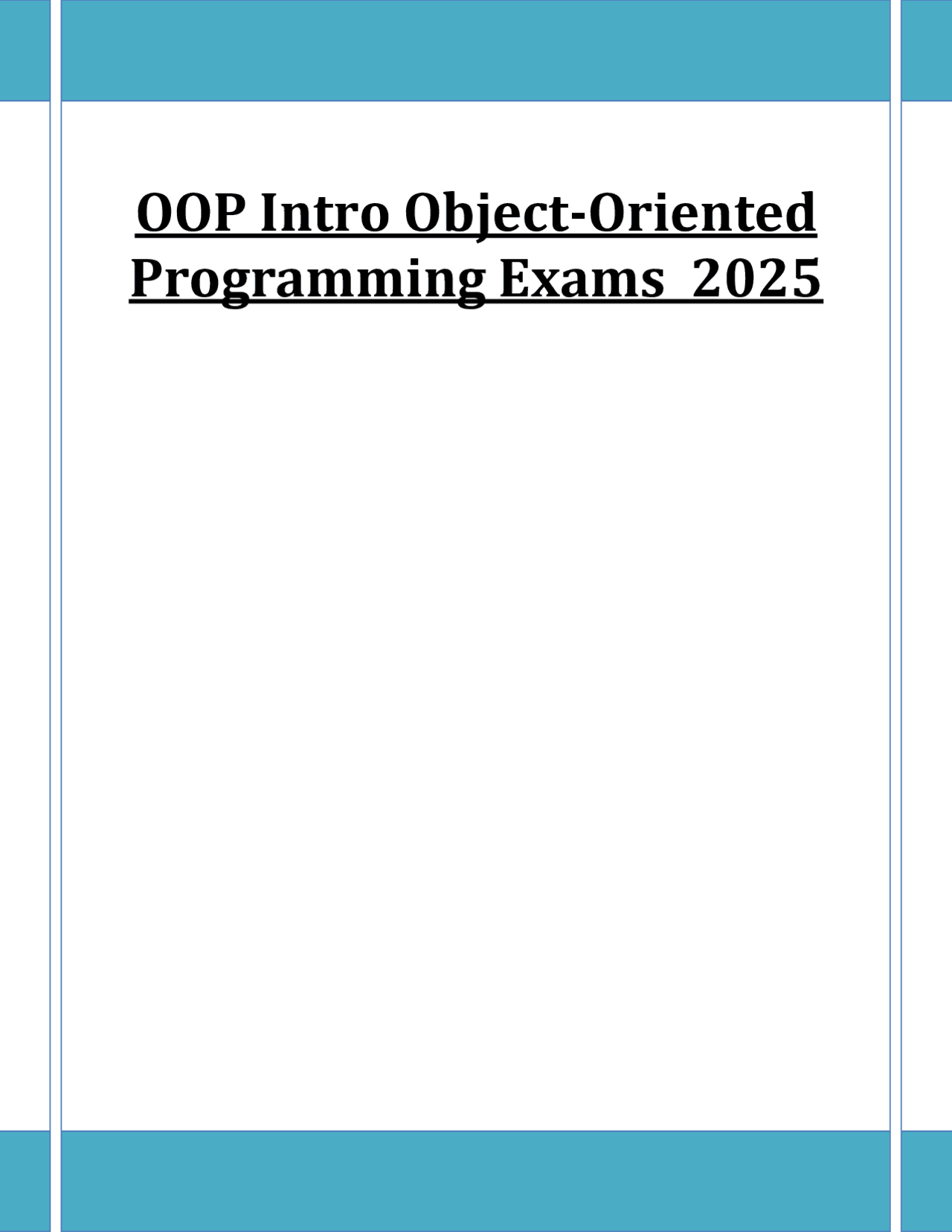 OOP Intro Object-Oriented Programming Exams 2025 | Exams Computer Science | Docsity