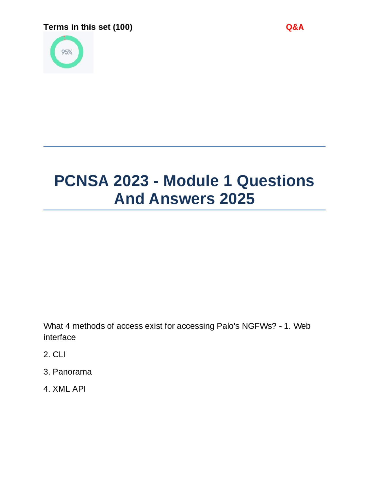 Palo Alto Networks NGFWs: Questions and Answers for PCNSA 2023 - Module ...