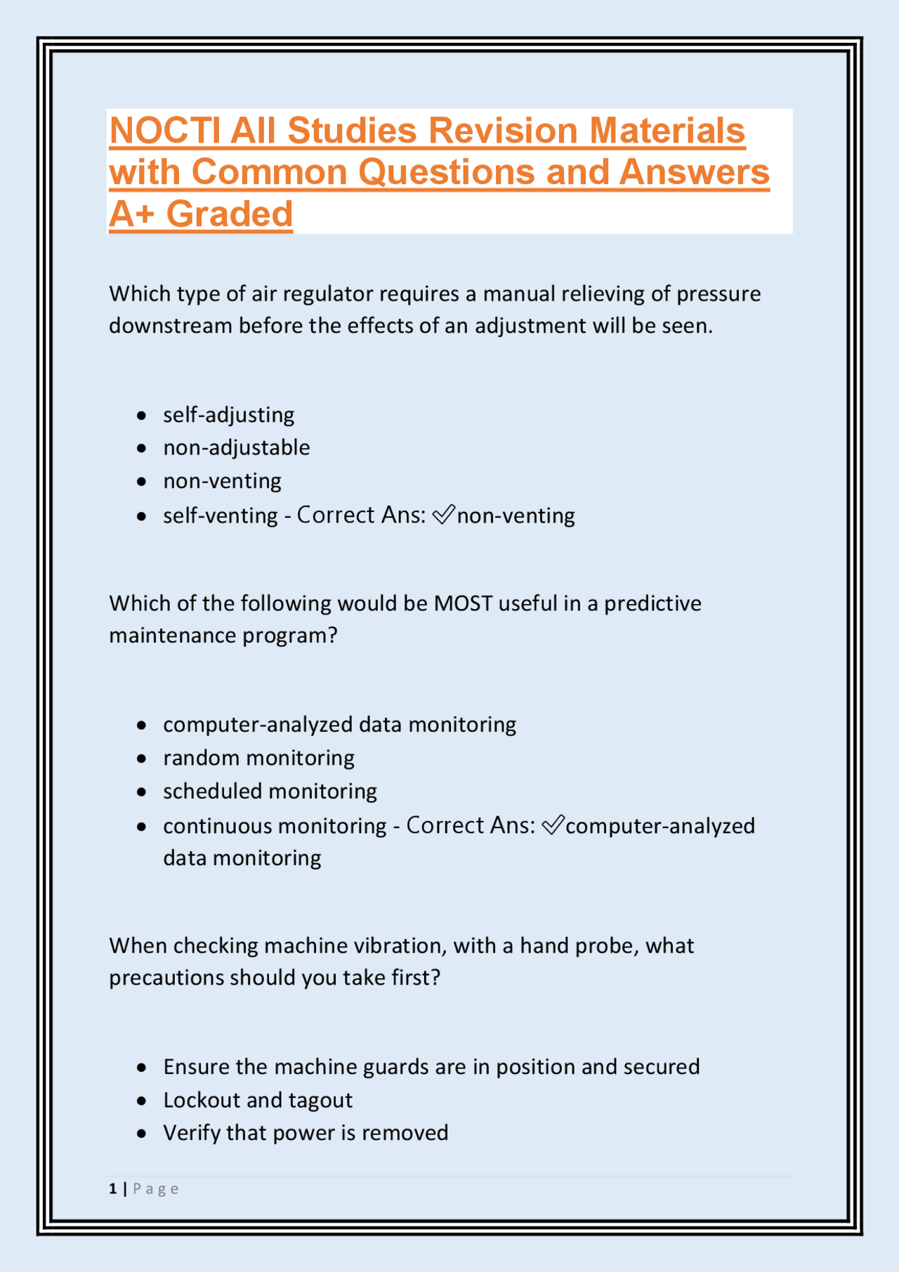 NOCTI All Studies Revision Materials with Common Questions and Answers ...