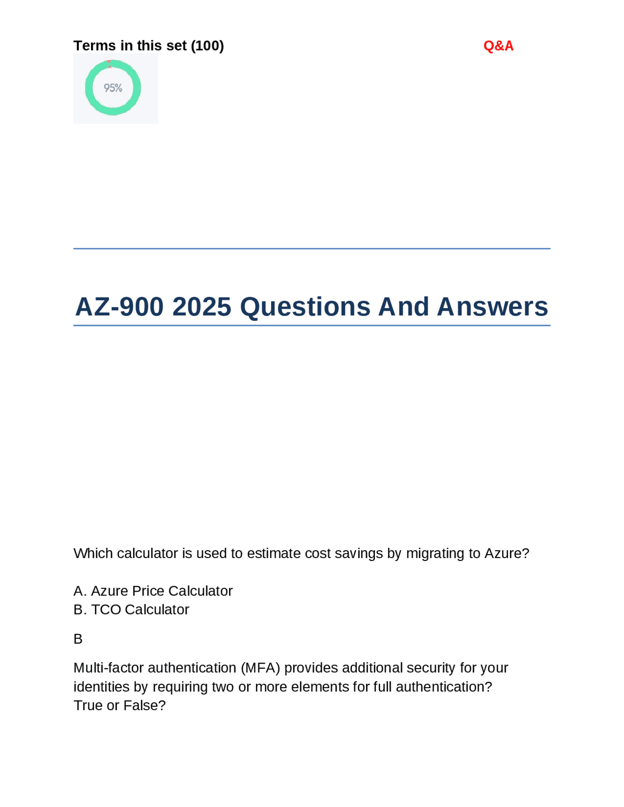 Azure Fundamentals AZ-900 Exam Preparation: Questions and Answers ...